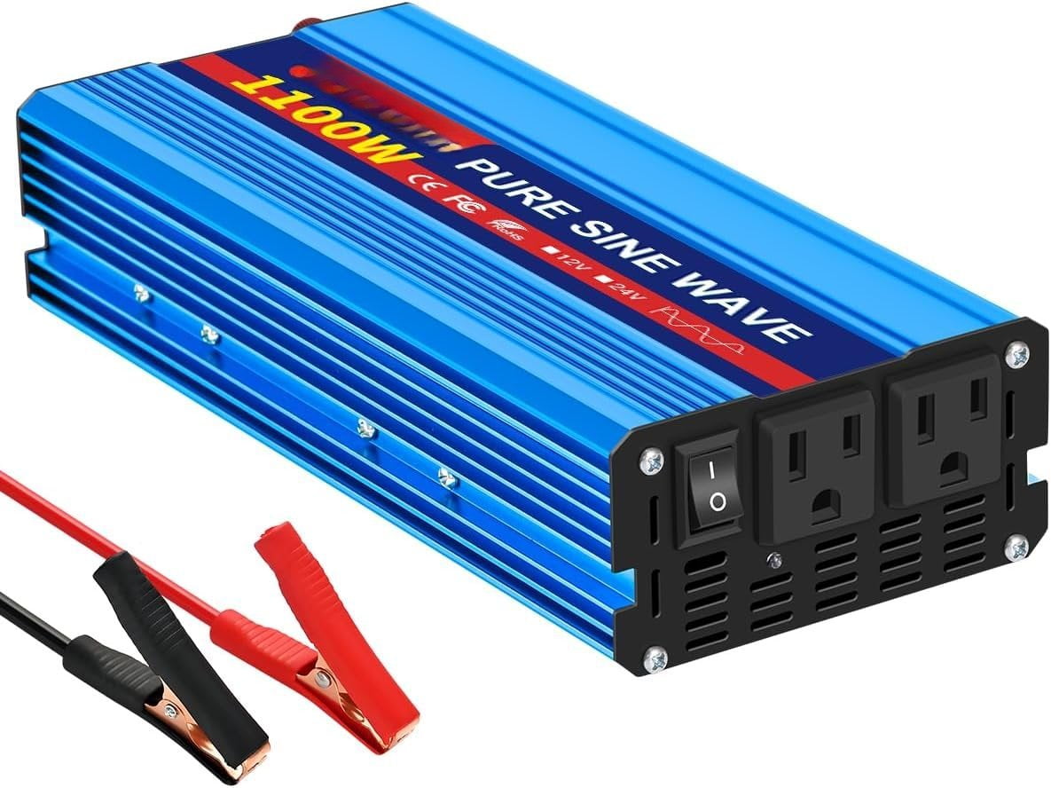 1100 Watt Pure Sine Wave Inverter, Solar Power Inverter, 12V DC to 110V ...