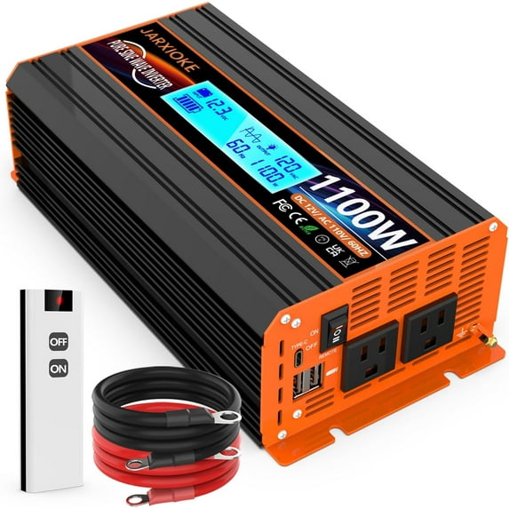 1100 Watt Pure Sine Wave Power Inverter 12V DC to 110V 120V Converter ...