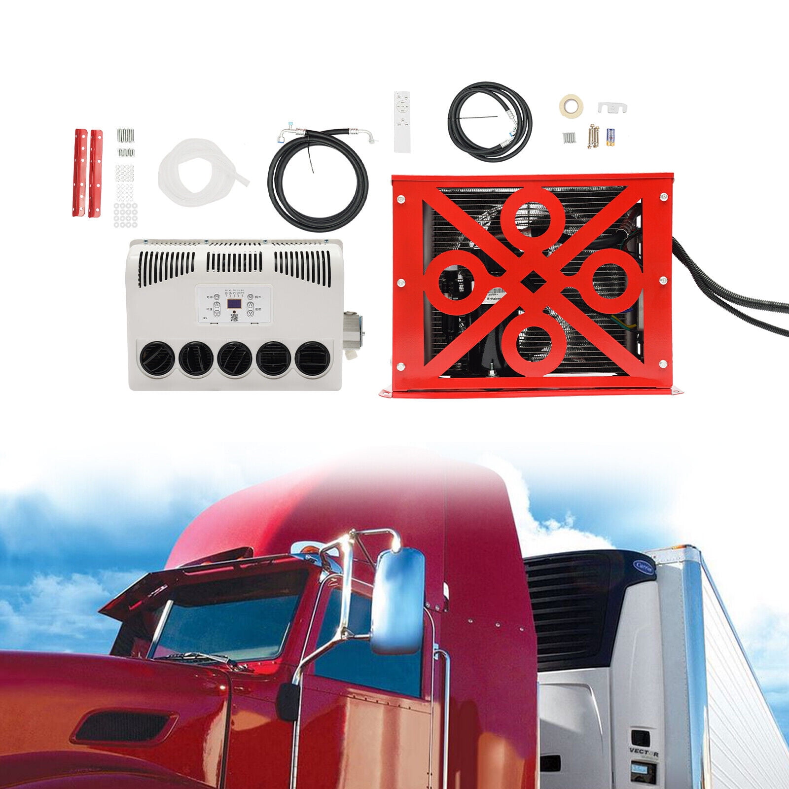 11000 BTU Truck Cab AC Air Conditioner Split 12V Fit Semi Trucks Bus RV ...