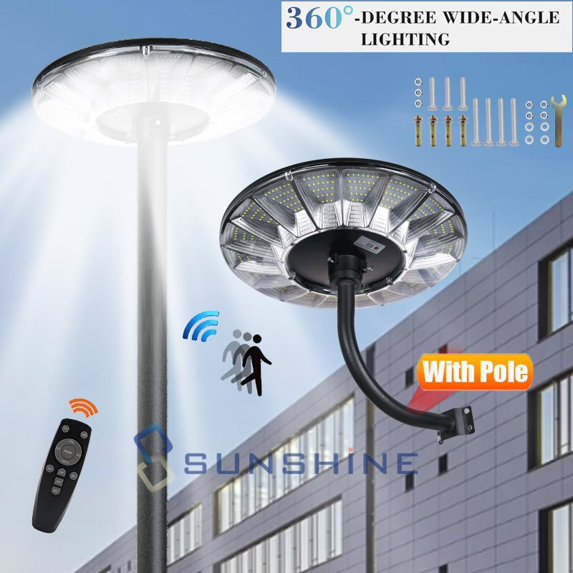 11000W Round 360° Commercial Solar Street Lights LED Outdoor Dusk Dawn ...