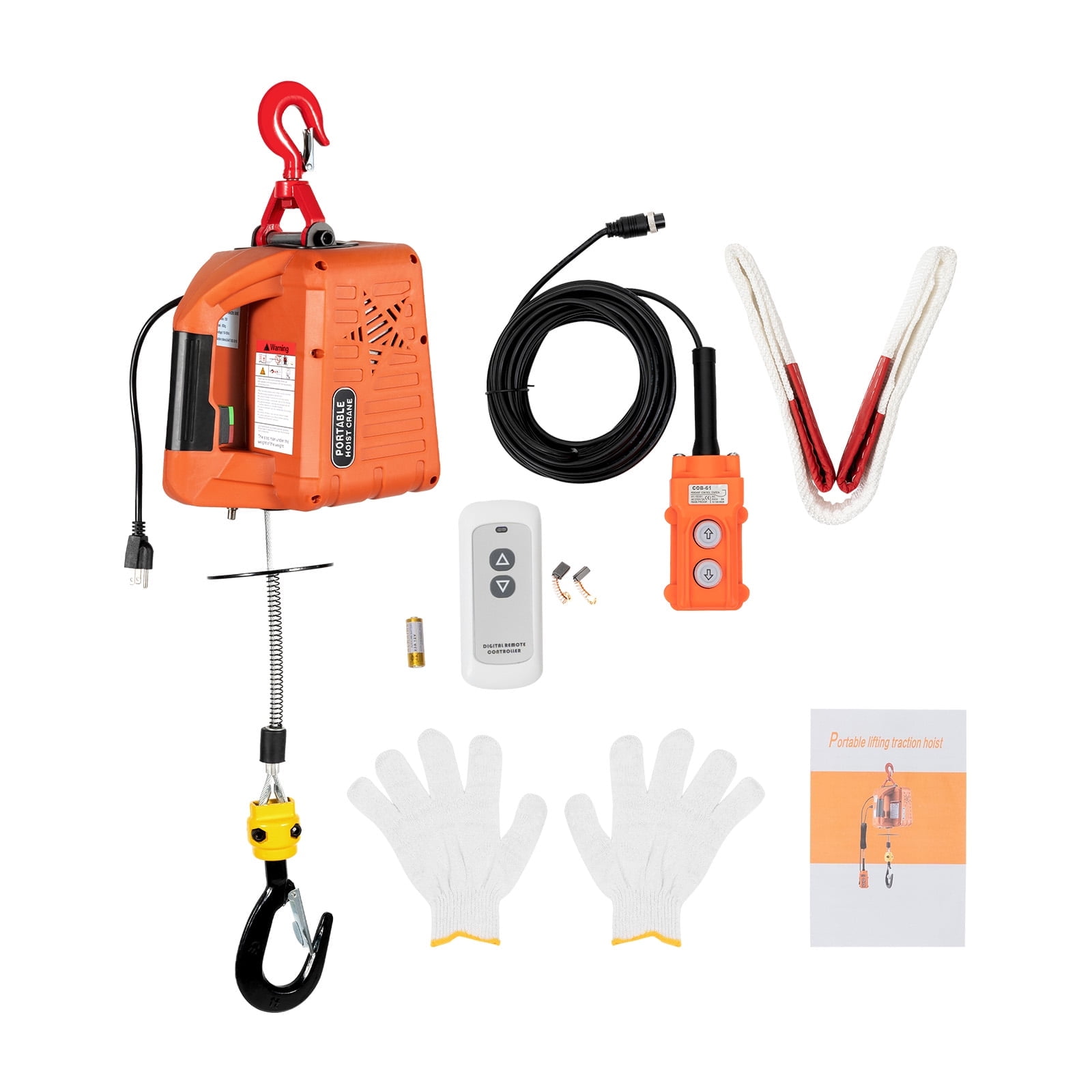 1100LBS Portable Electric Winch Hoist, 1500W 110V Wire & Wireless ...