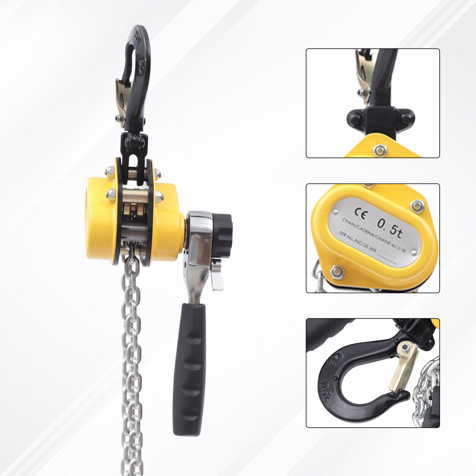 1100Lbs Mini Chain Hoist Thickened Pull Ring w/ Black Carrying Bag HSH ...