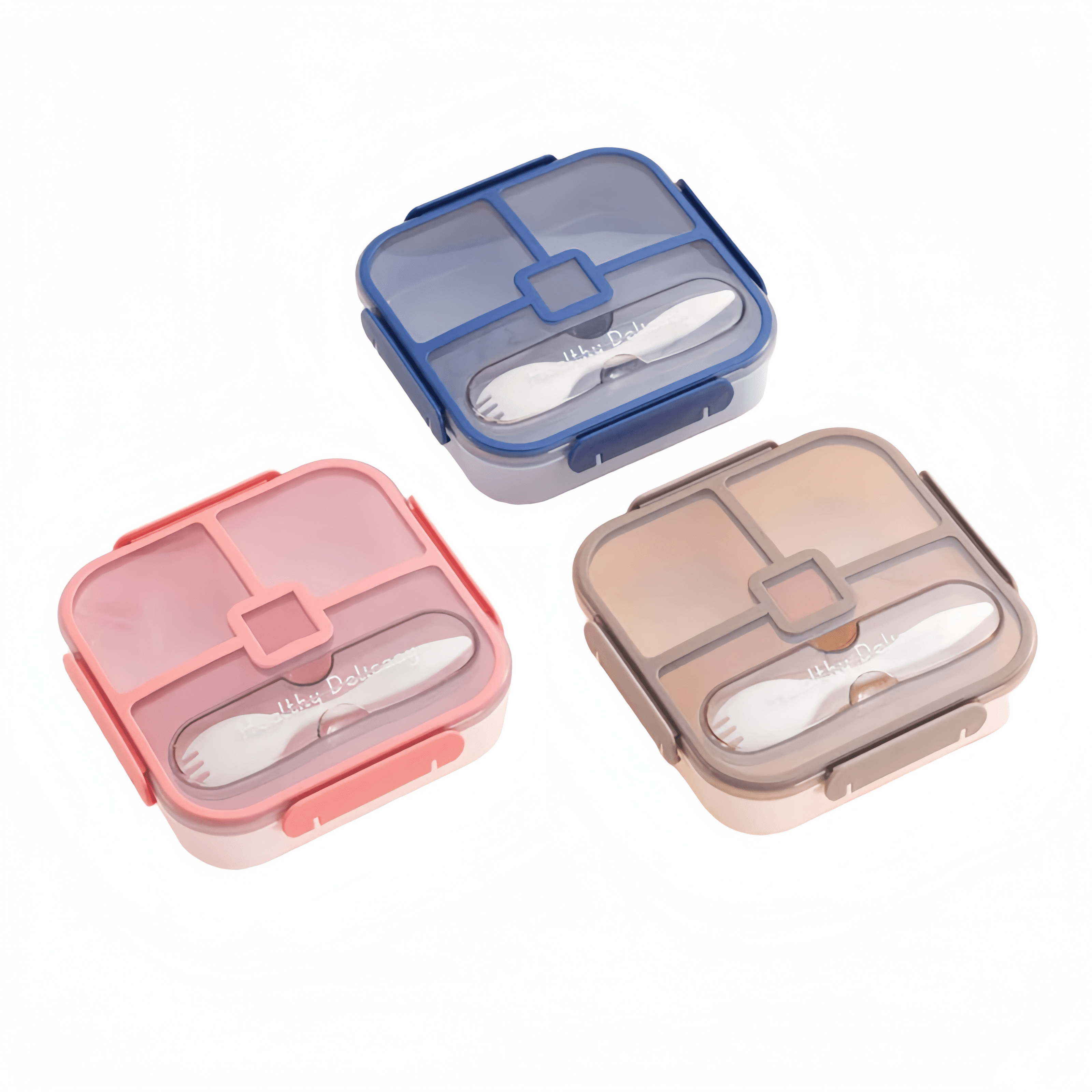 1100ML Bento Lunch Box with Built-in Utensils, Leakproof Compartment ...