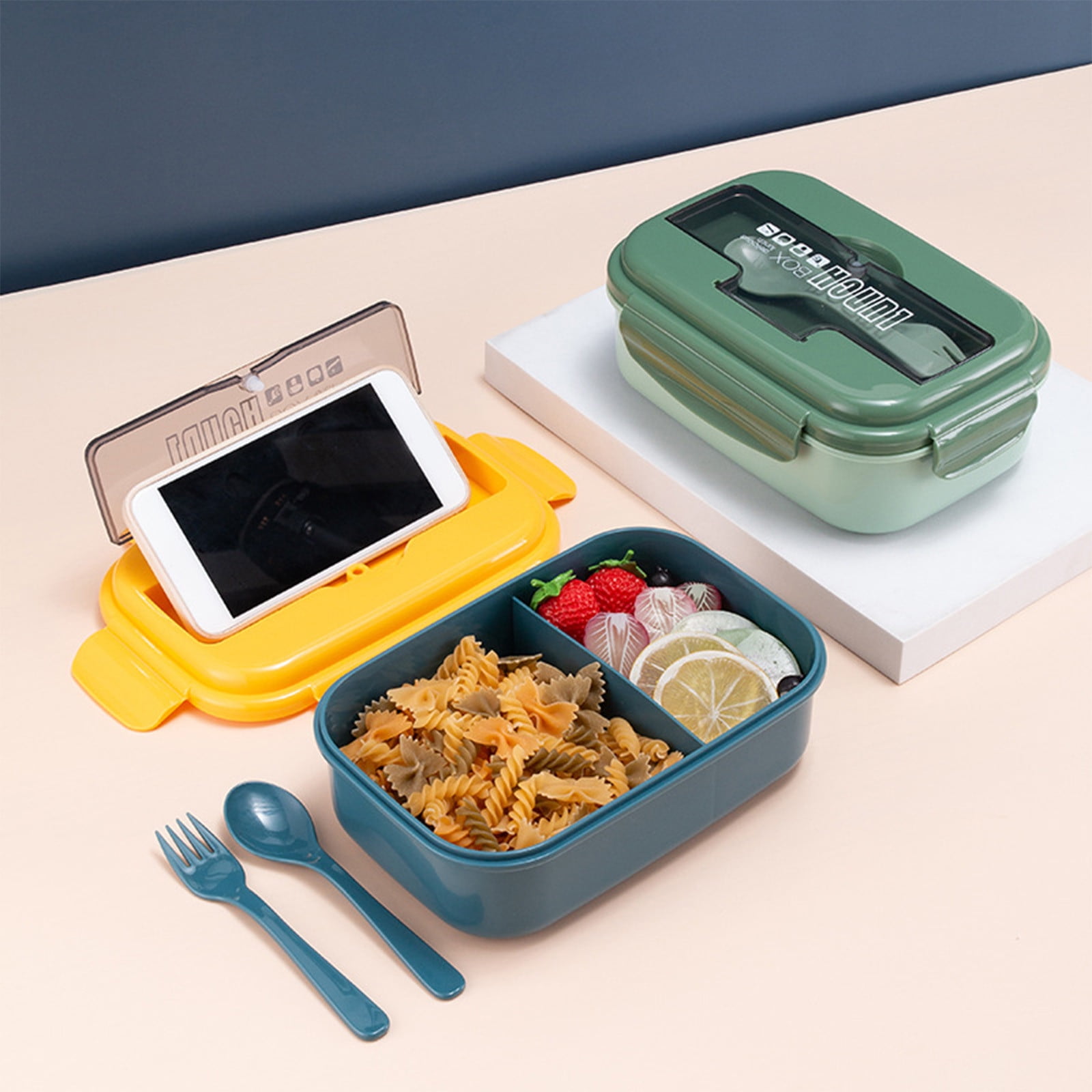 1100ML Leakproof Bento Lunch Box Set with Multiple Compartments ...