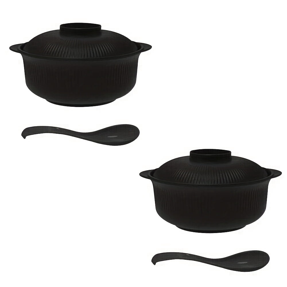 1100Ml 4-Piece Japanese-Korean Style Covered Clay Ramen Bowl Set ...