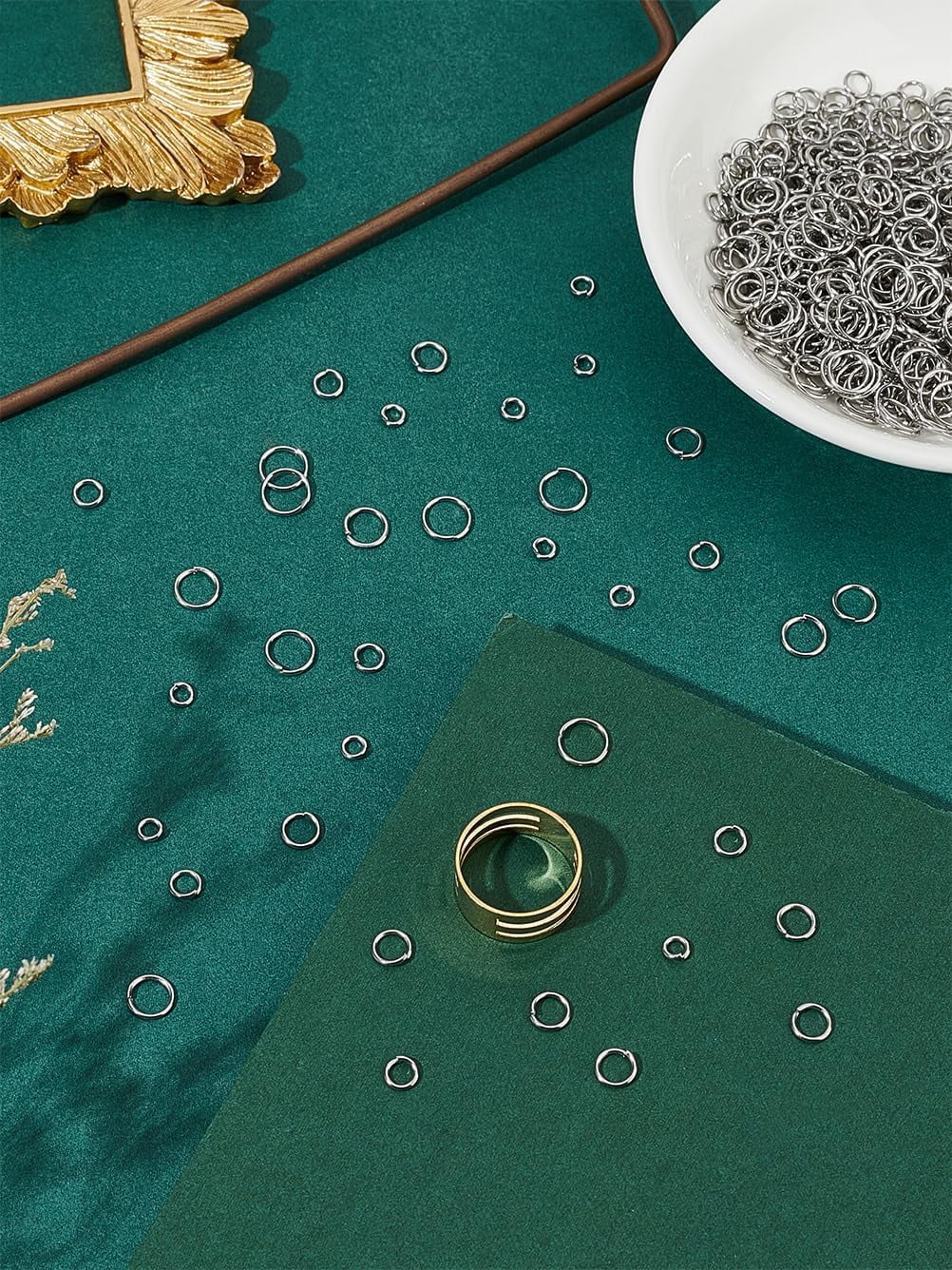 1100Pcs 304 Stainless Steel Open Jump Rings Connectors with Brass Plain ...