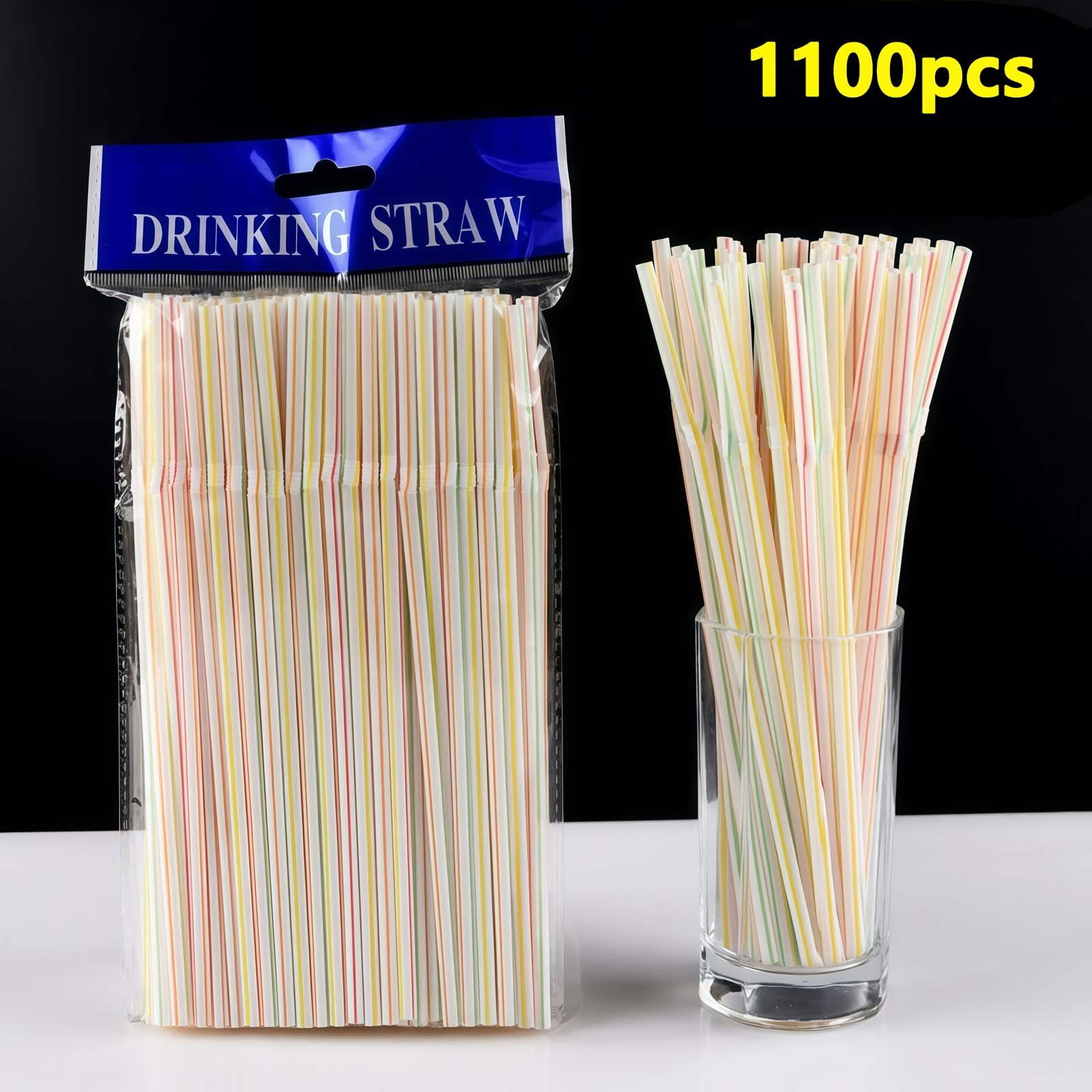 1100Pcs 8.2" High Flexible Plastic Straws,Bendable Disposable Drinking ...