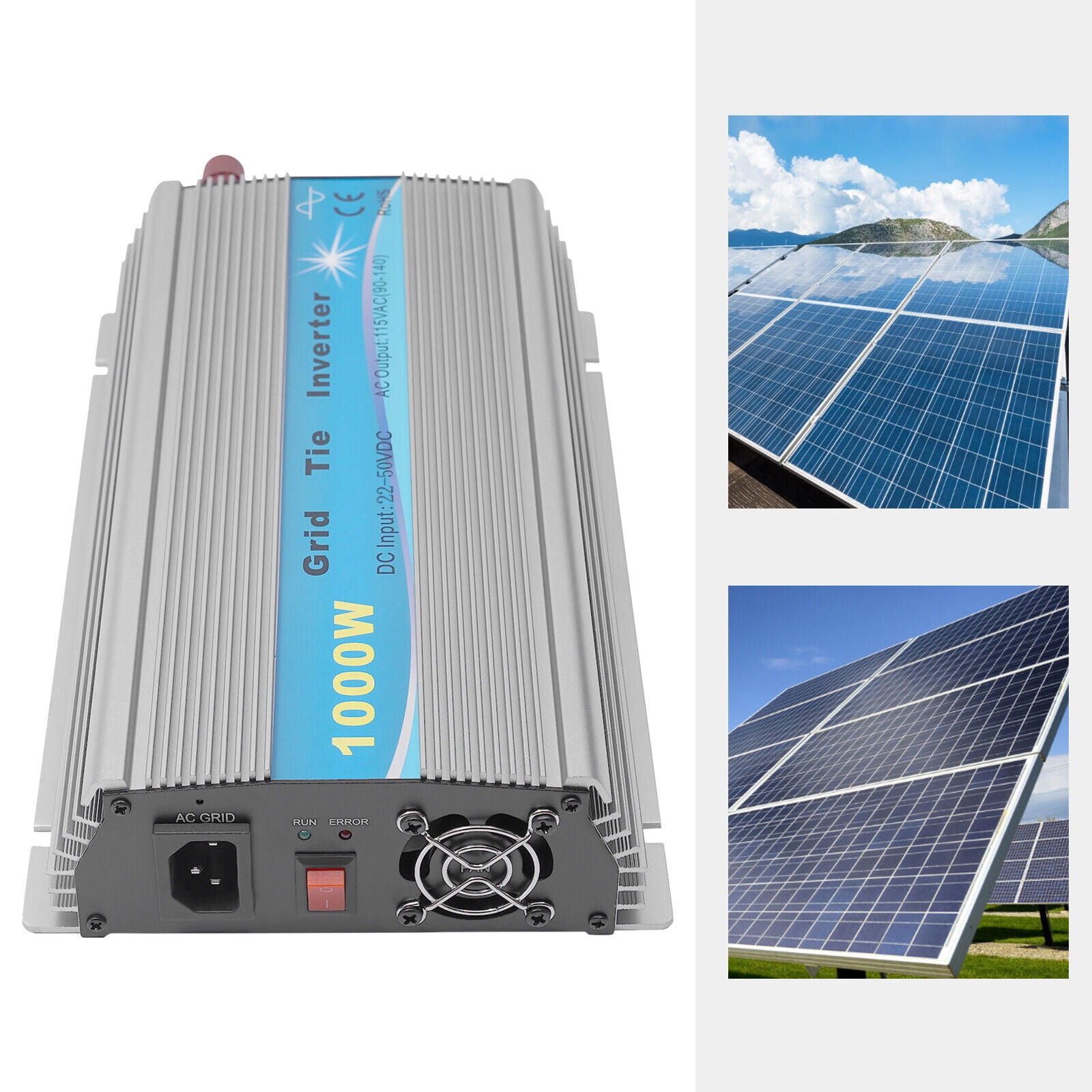 1100W Grid Tie Inverter MPPT Pure Sine Wave 22-50VDC Solar Input AC90 ...