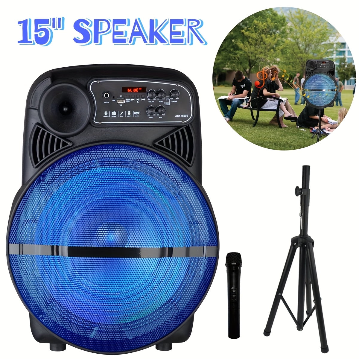 1100W Portable Wireless Speaker With Lighting, Loud Subwoofer Stereo ...