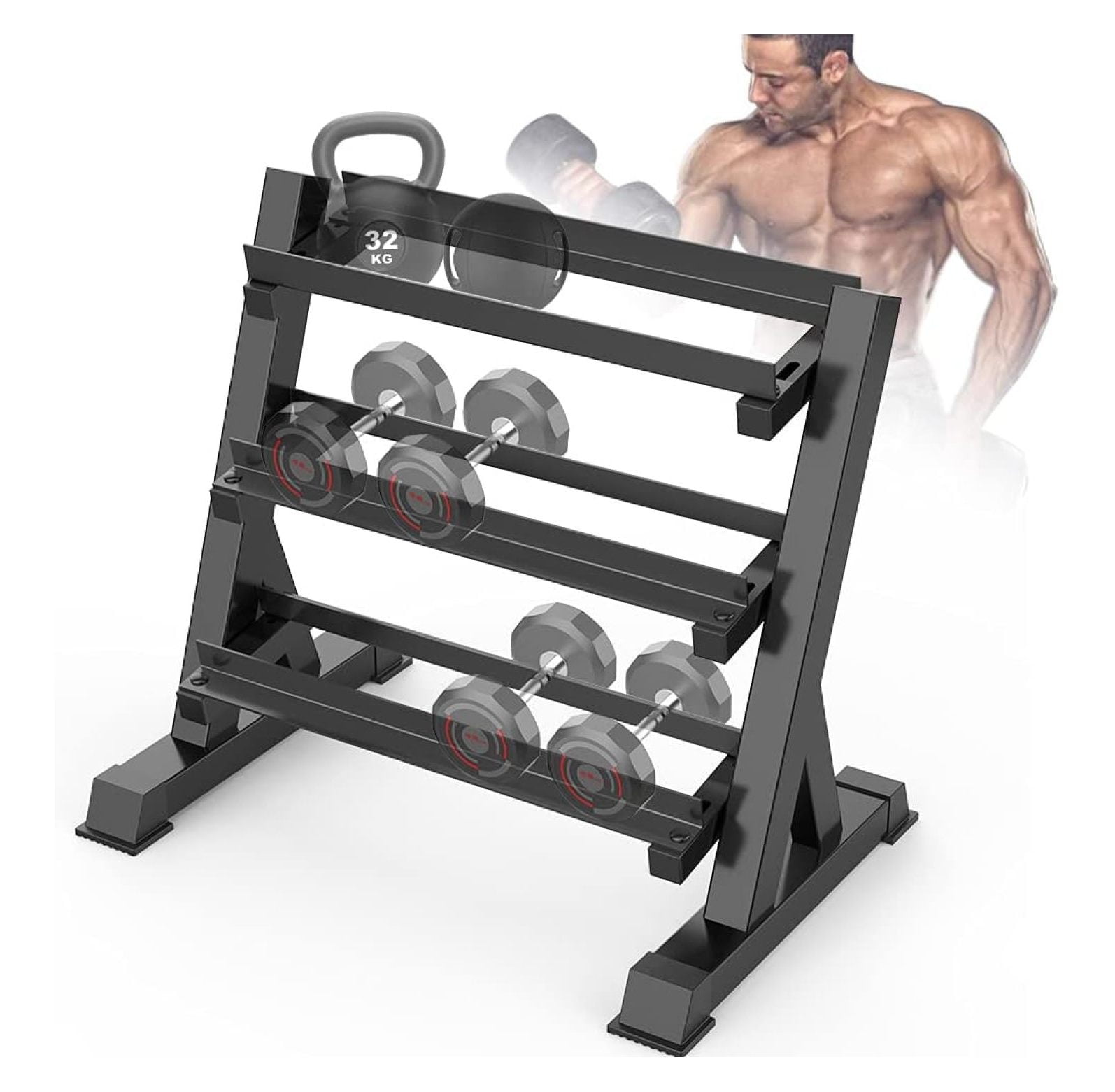 1100lbs Adjustable 3 Tier Dumbbell Rack Stand, Hex dumbbells Hand ...
