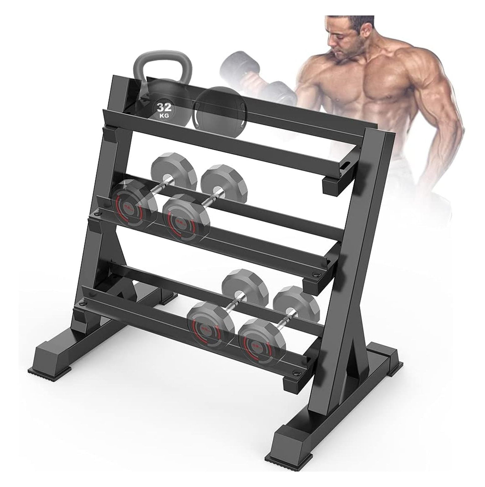 1100lbs Adjustable 3 Tier Dumbbell Rack Stand, Hex dumbbells Hand ...