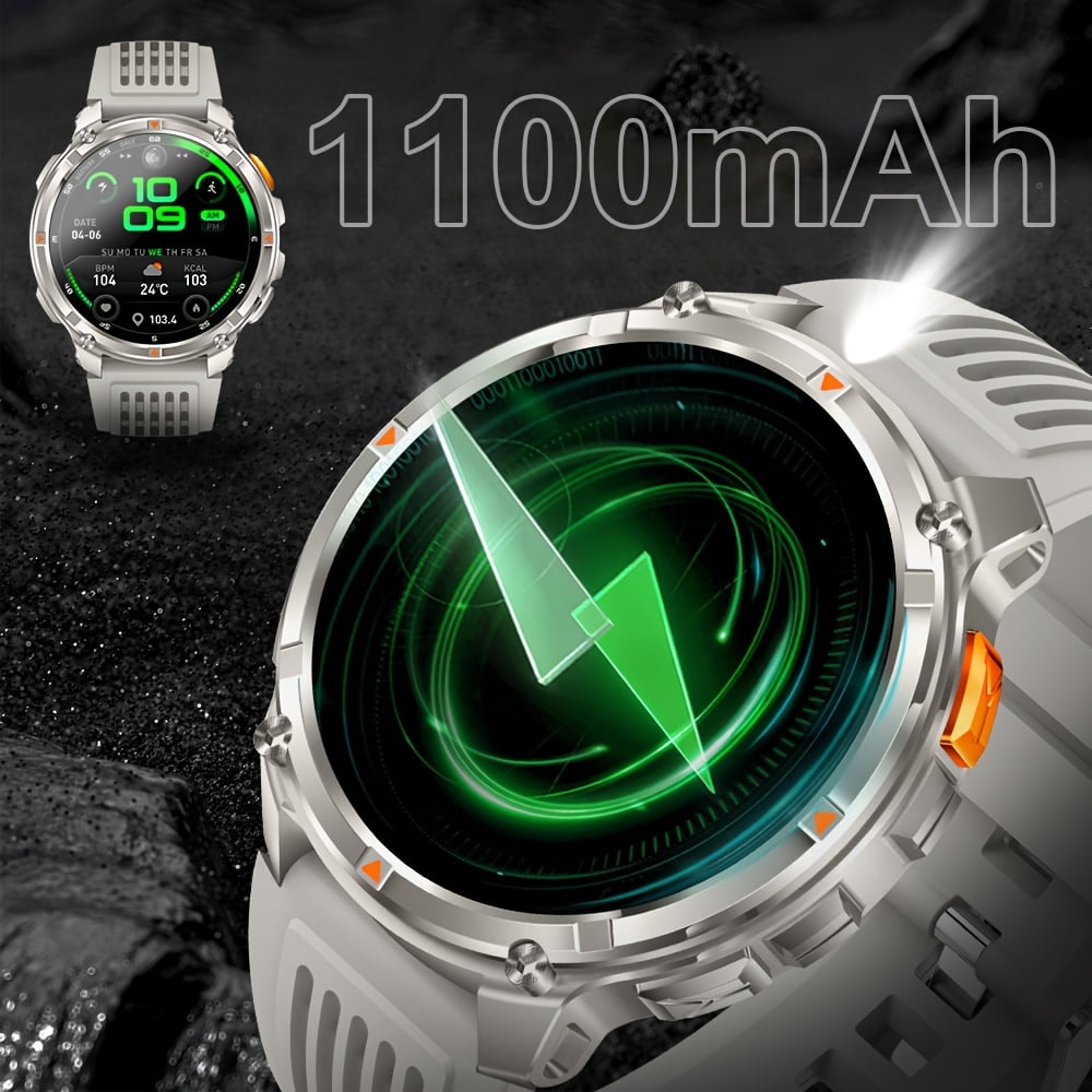 1100mAh Long-Lasting Smartwatch, 60-Day Standby, 1.7" IPS Ultra-Clear ...