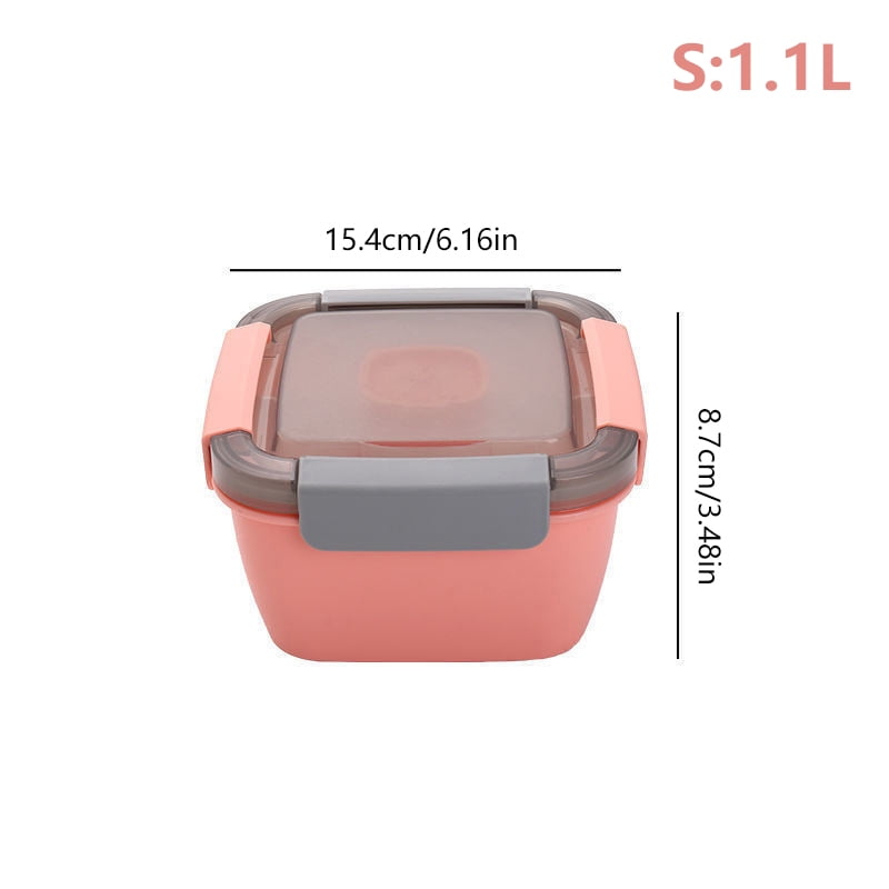 1100ml/1500ml Portable Lunch Box Container 2 Layer Grid Salad Bowl ...