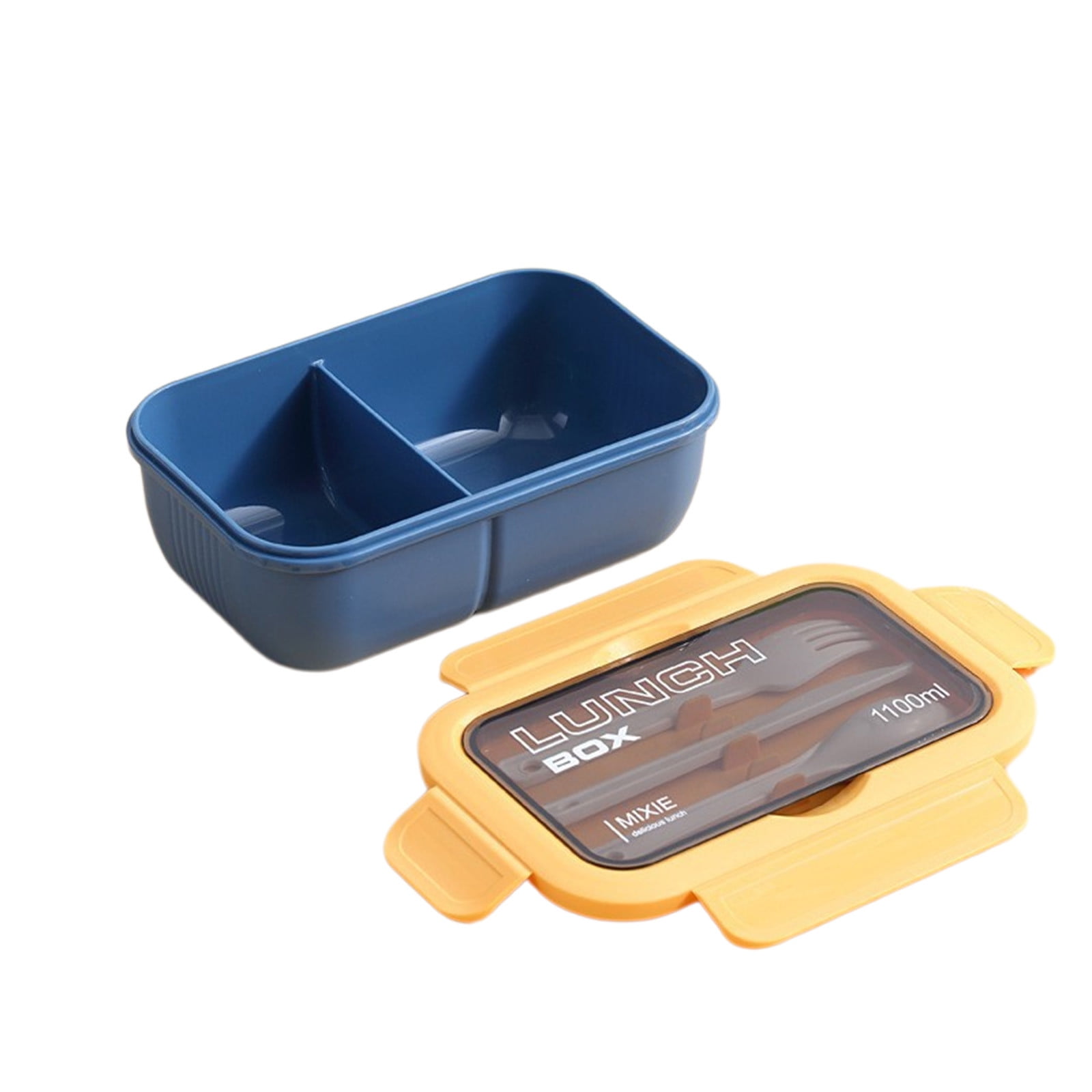 1100ml 2-Compartment Lunch Box With Cutlery BPA-Free Plastic Blue ...