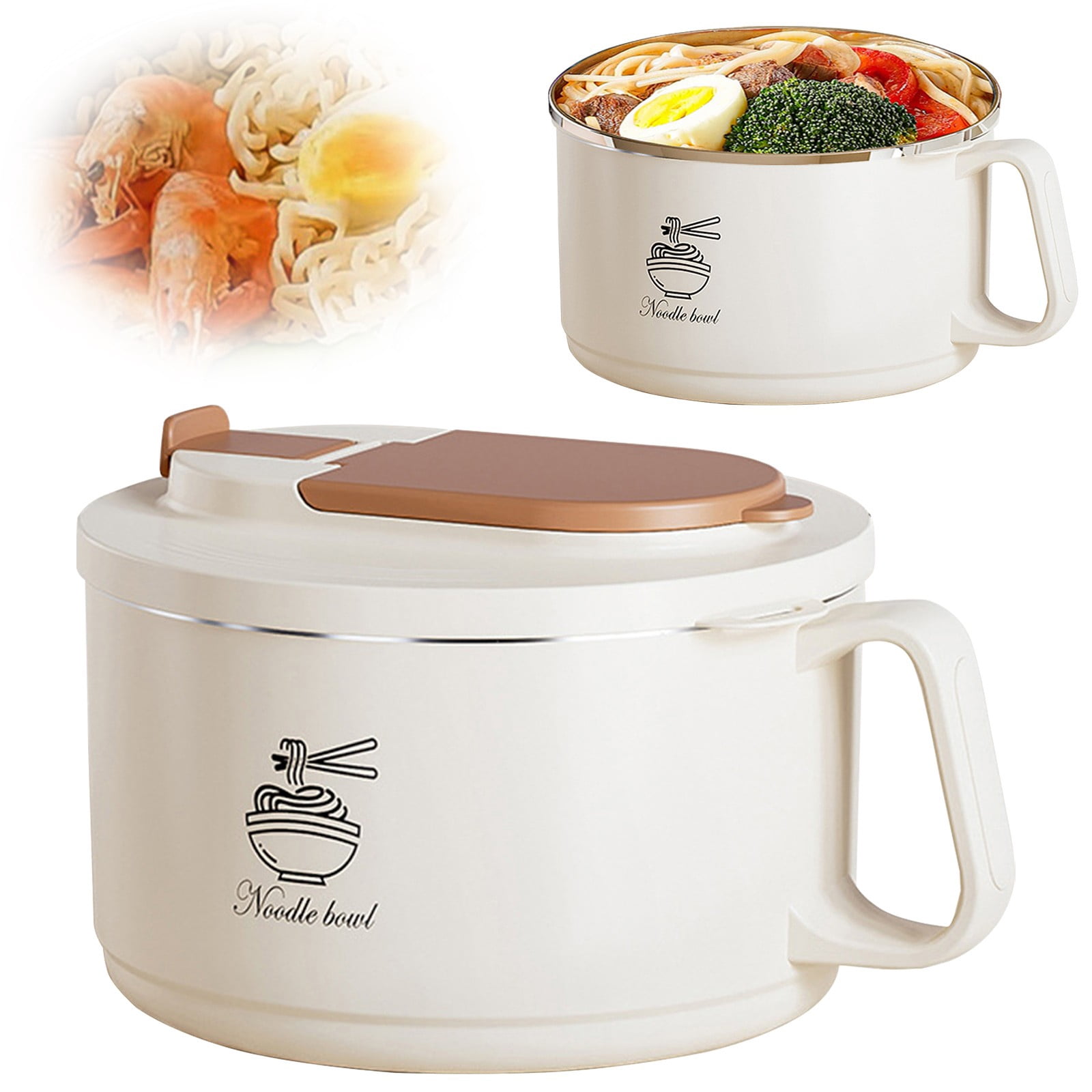 1100ml 316 Stainless Steel Noodle Bowl (Cream White, 5.5" x 4.3 ...