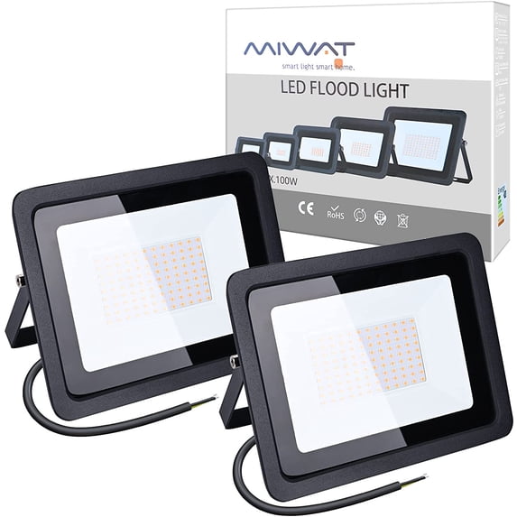 1102-pack 100 floodlight, warm white 3000, 68 waterproof super bright ...