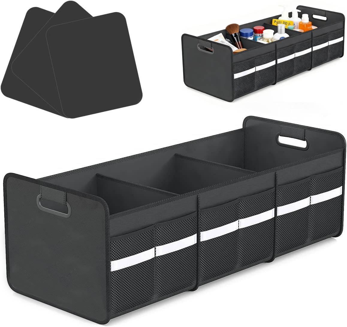 110L Extra Large Collapsible Car Trunk Organizer ,3-Compartment SUV ...