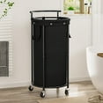 110L Laundry Cart with Wheels, Round Metal Frame Laundry Hamper with ...