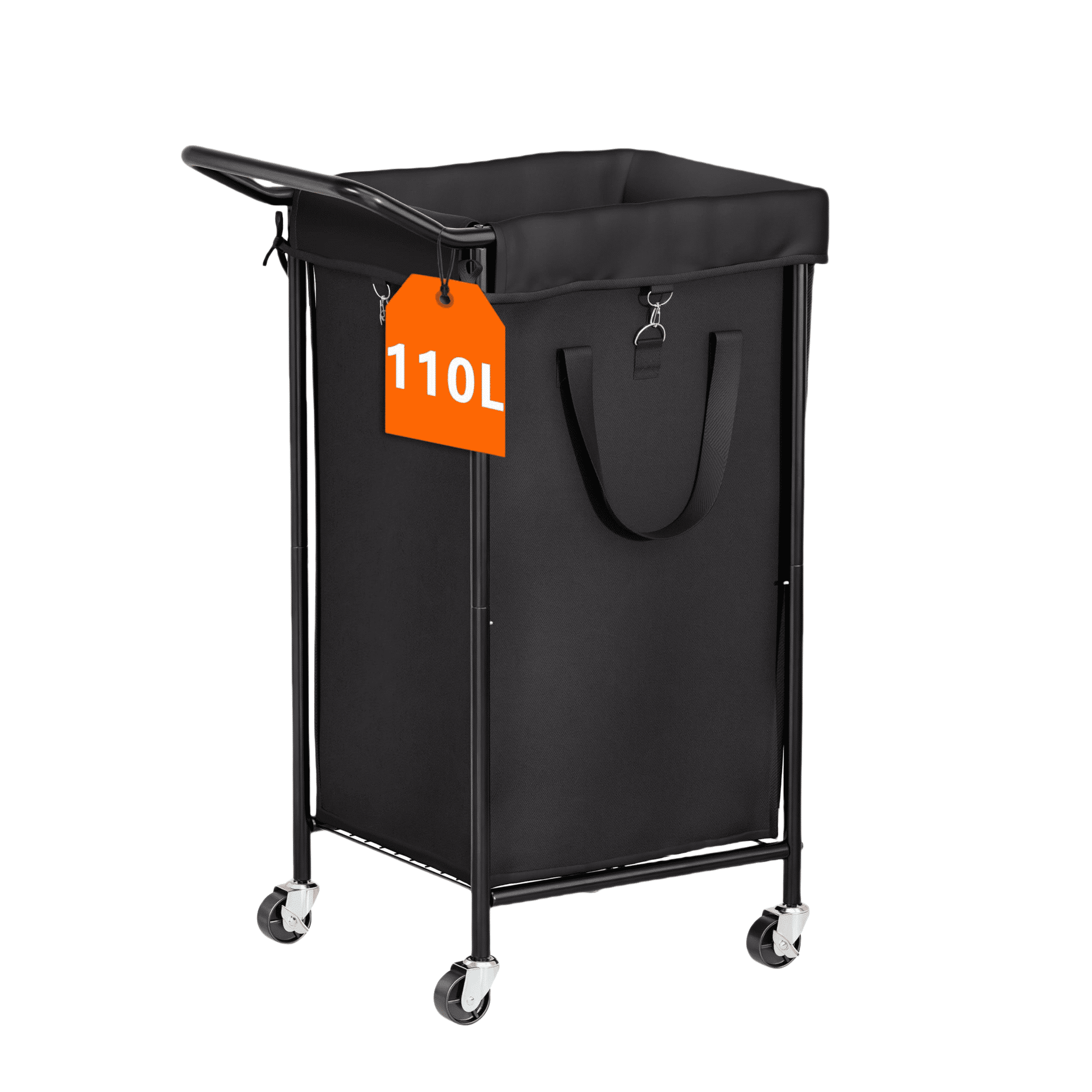 110L Laundry Trolley, Laundry Hamper with Wheels, Rolling Laundry ...