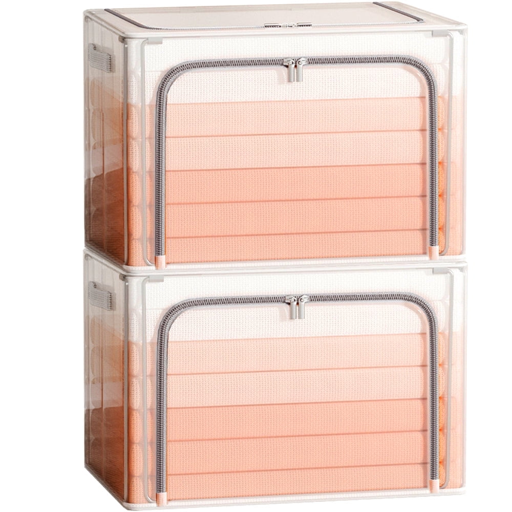 110L Waterproof Transparent Storage Bins Stackable Foldable Steel Frame ...