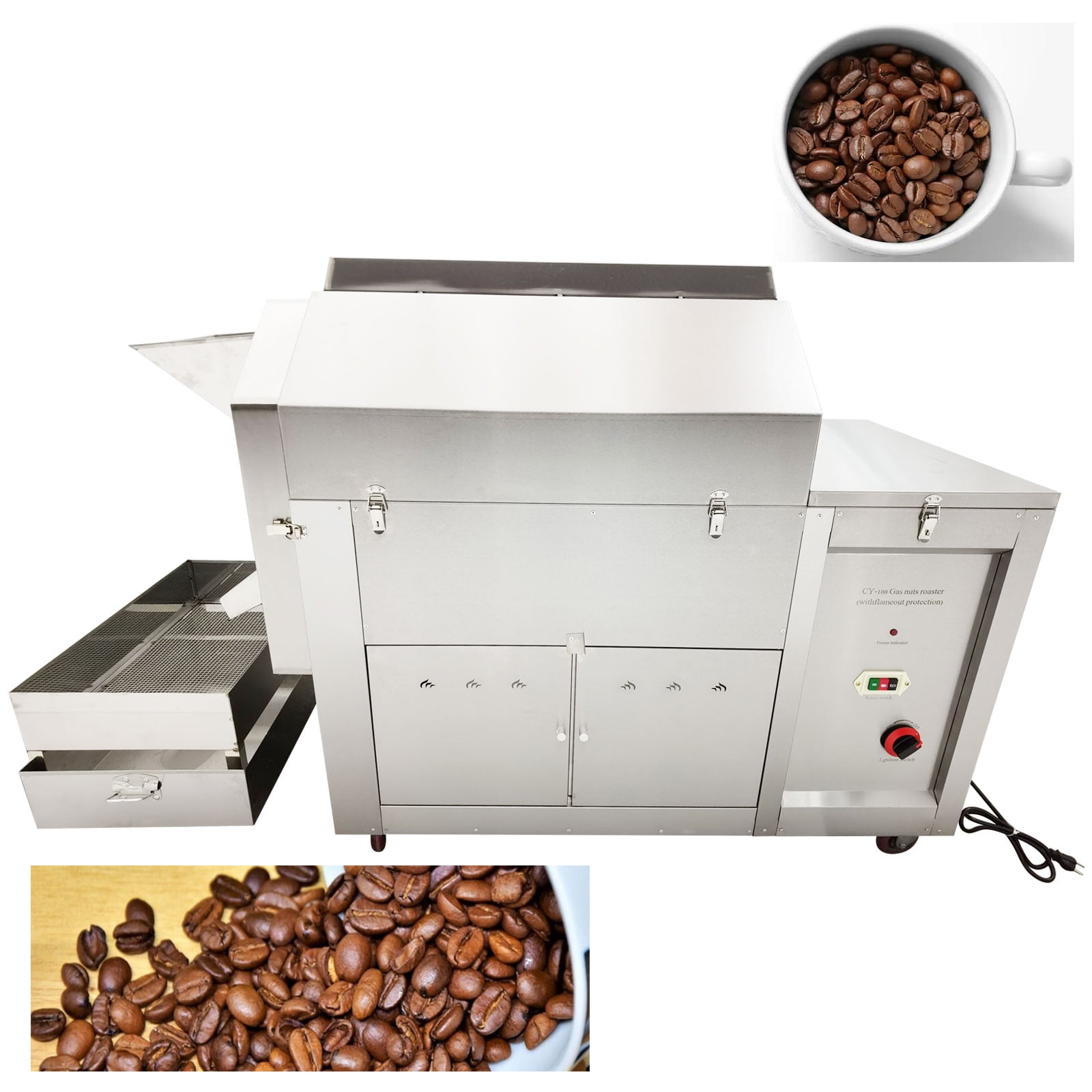 110LBS Roaster Machine Coffee Bean Nuts Automatic Commercial Gas ...