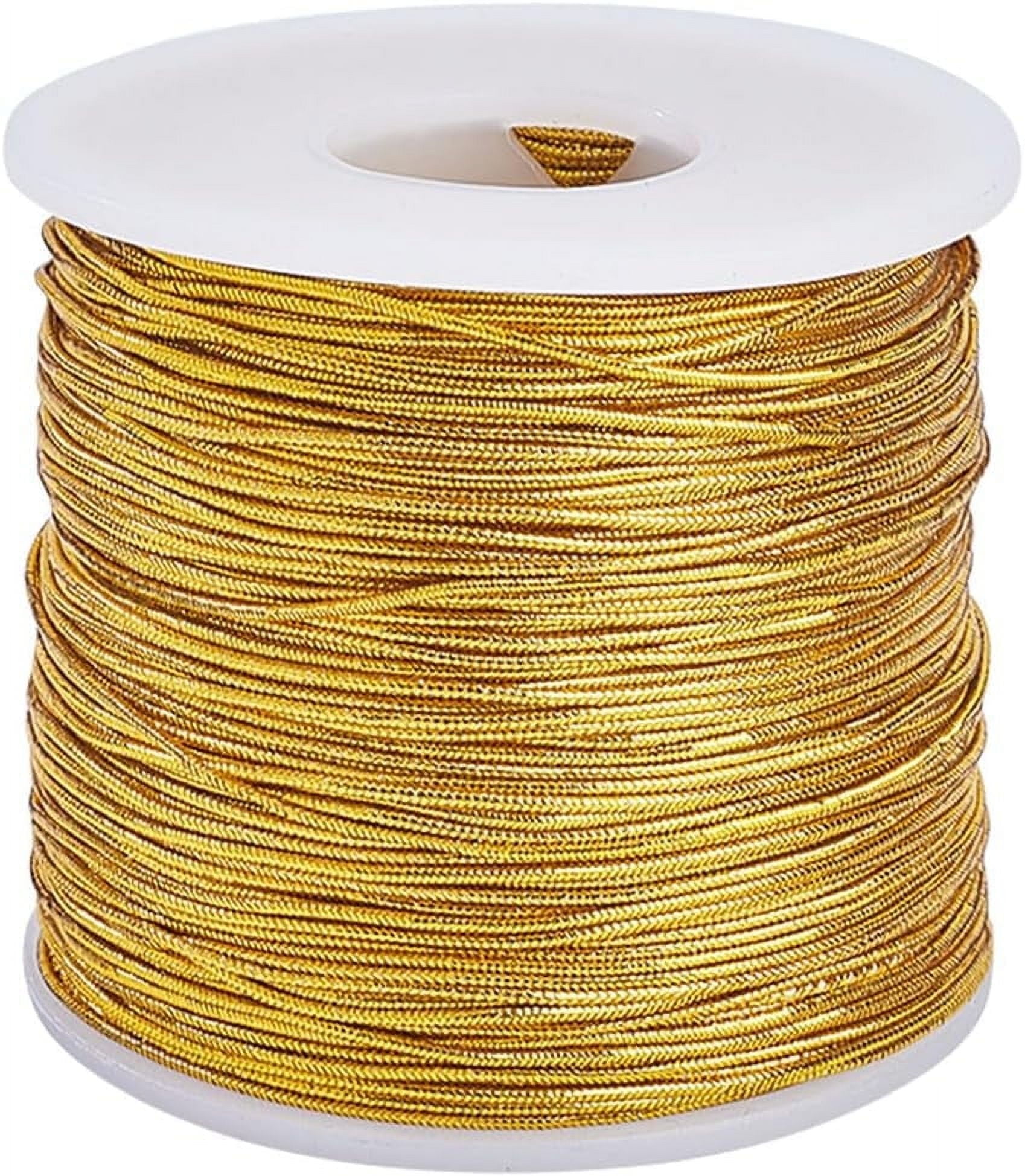 110M Gold Metallic Elastic Cord Stretchy Bracelet Hair String Ribbon ...