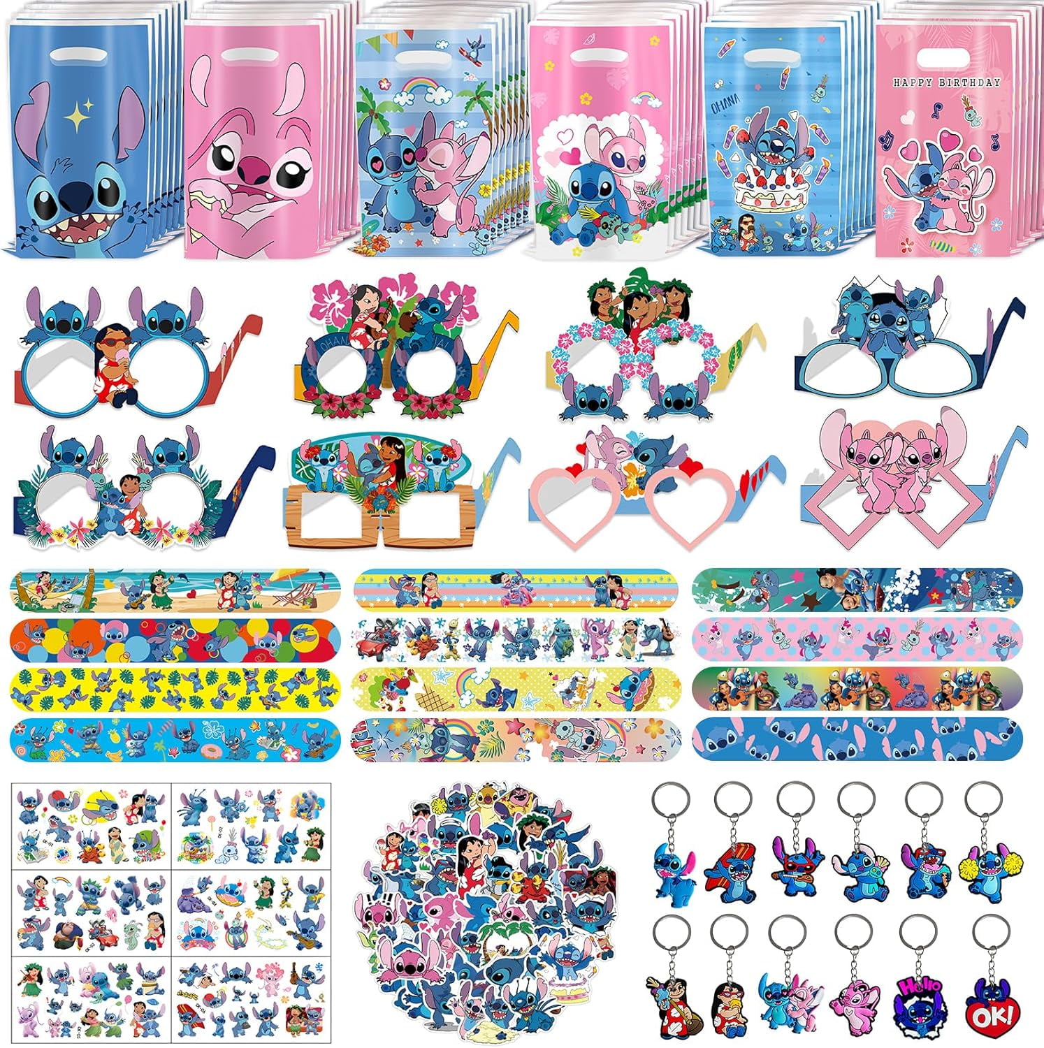 110PCS Party Favor Supplies,birthday -include12Pcs slap Wristbands, Key ...