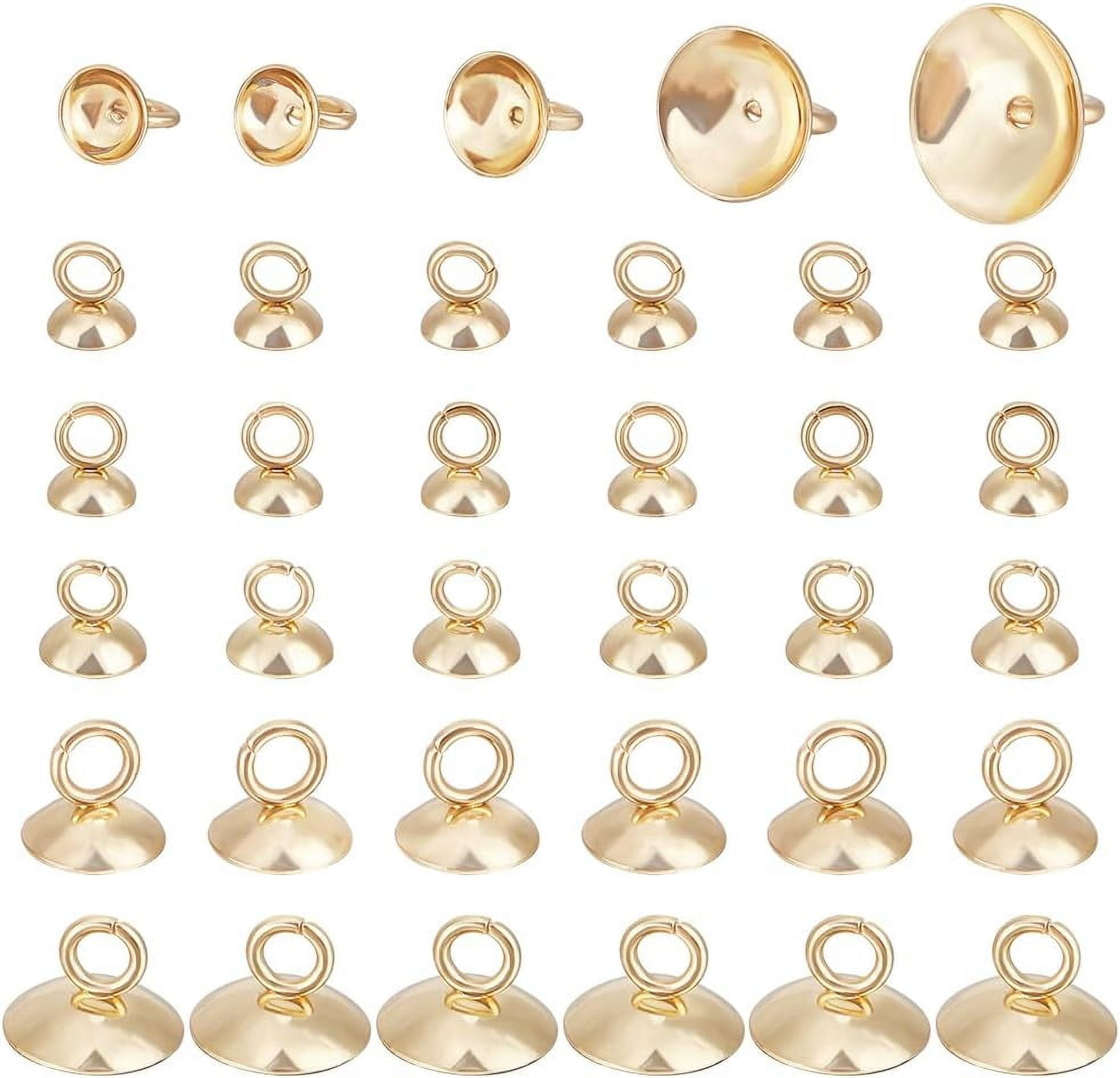 110Pcs 5 Size Real 18K Gold Plated Round Bails Clasp 304 Stainless ...