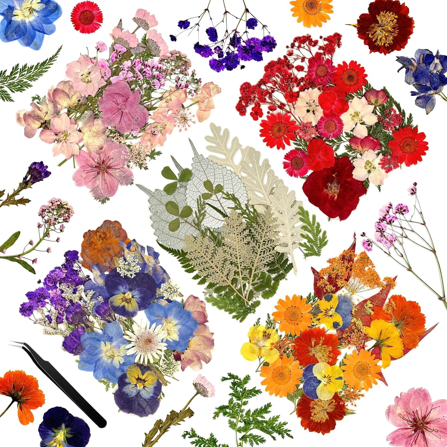 110Pcs Dried Flowers for Crafts, Pressed Flowers for Resin Molds, Dry ...