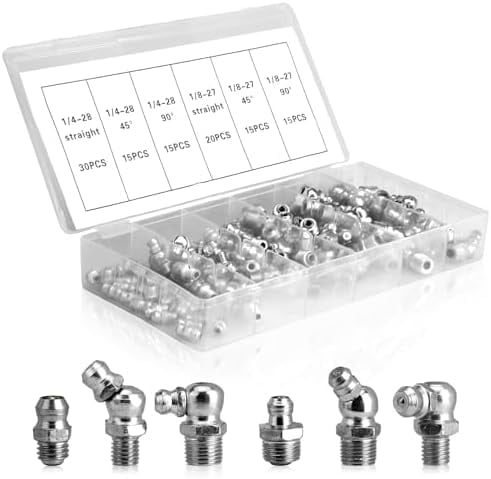 110Pcs Grease Fittings Kit, SAE Grease Fitting Assortment: /4" /8 ...