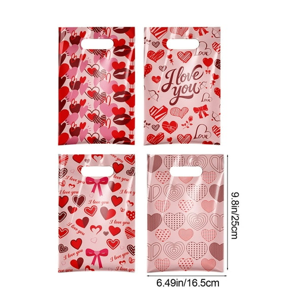 110Pcs Heart Print Plastic Gift Bags With Tear Resistive Waterproof ...