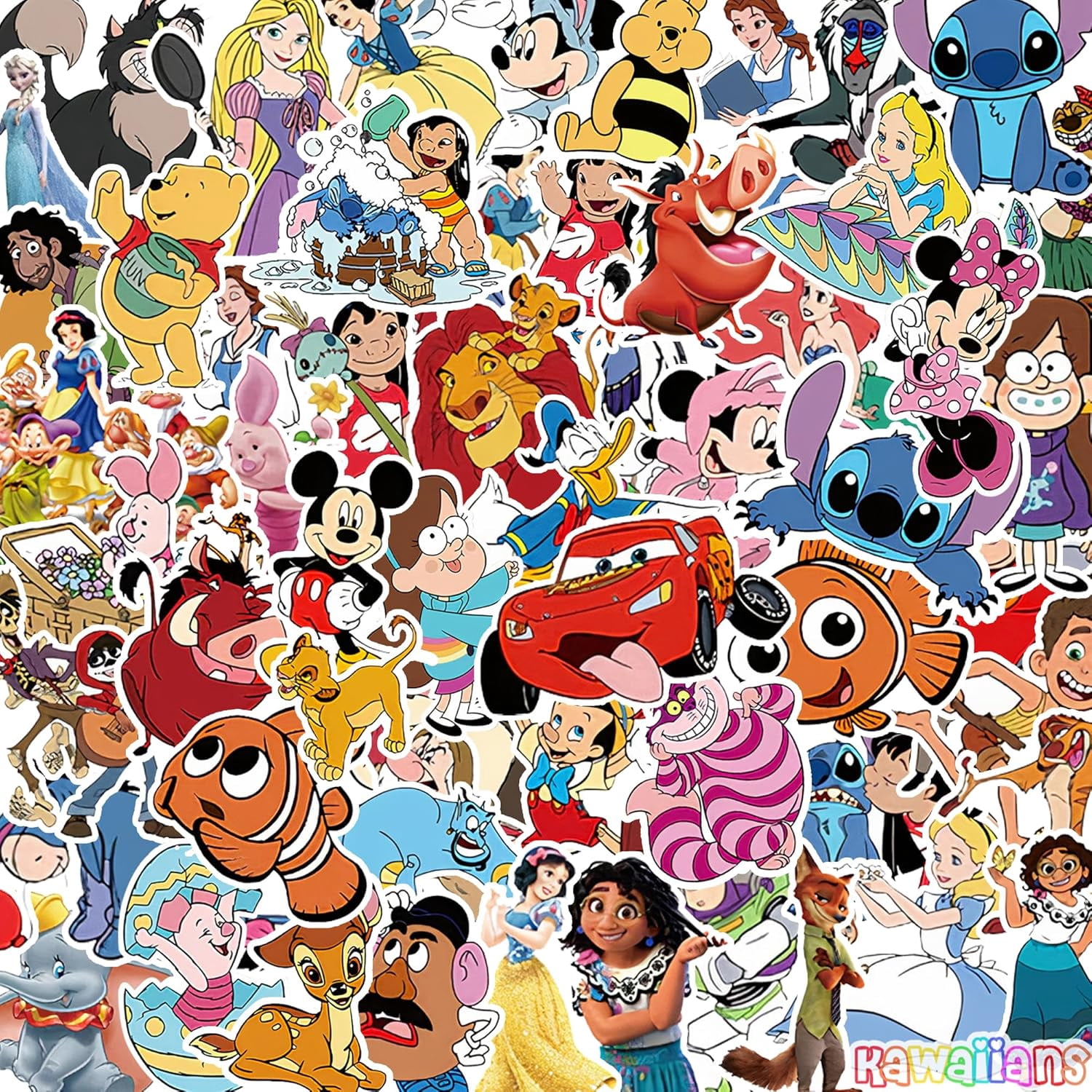 110Pcs Mixed Cartoon Stickers, Vinyl Cute Characters Sticker for Water ...