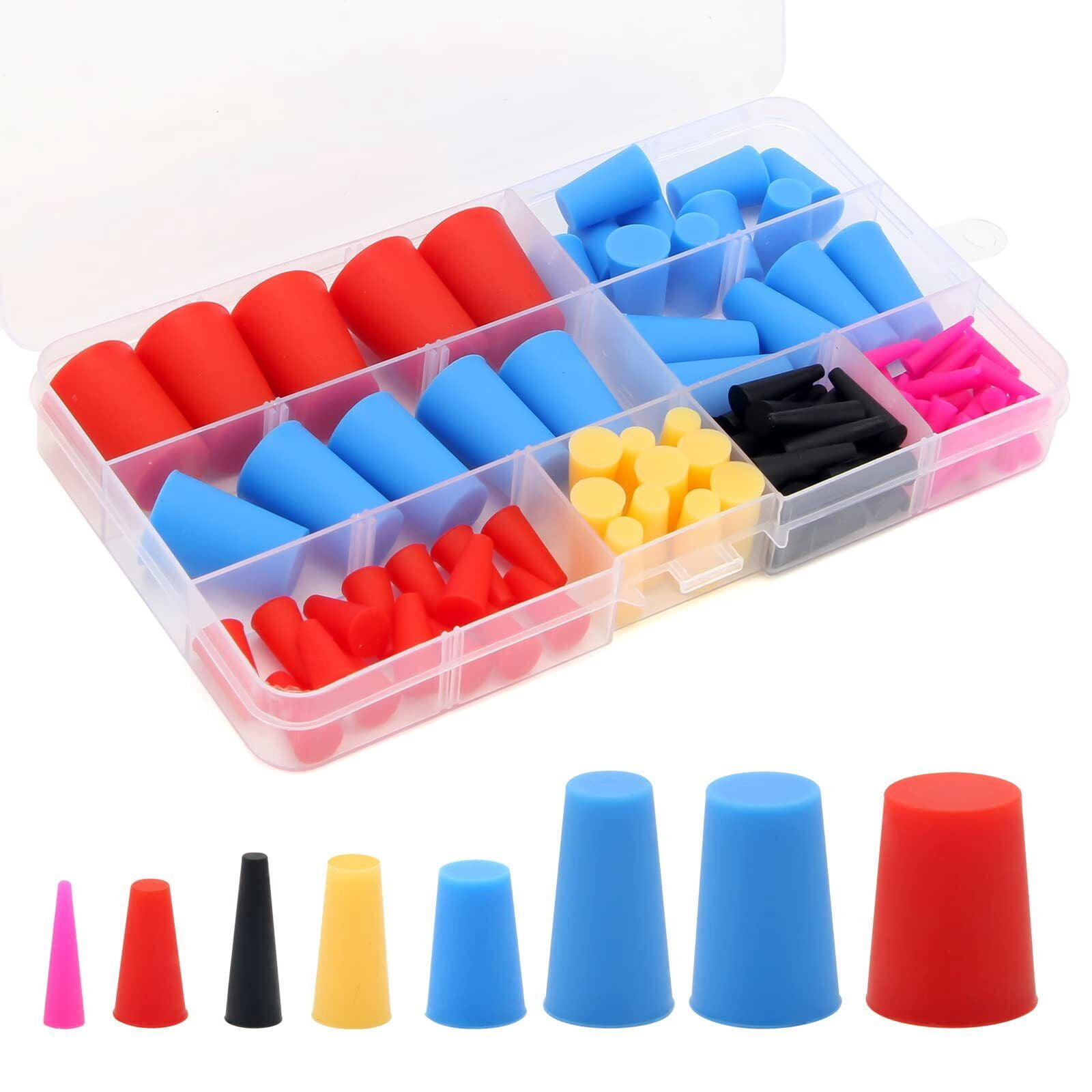 110Pcs Silicone Rubber Tapered Plug Kit 8 Sizes For Hole Plugs Painting ...