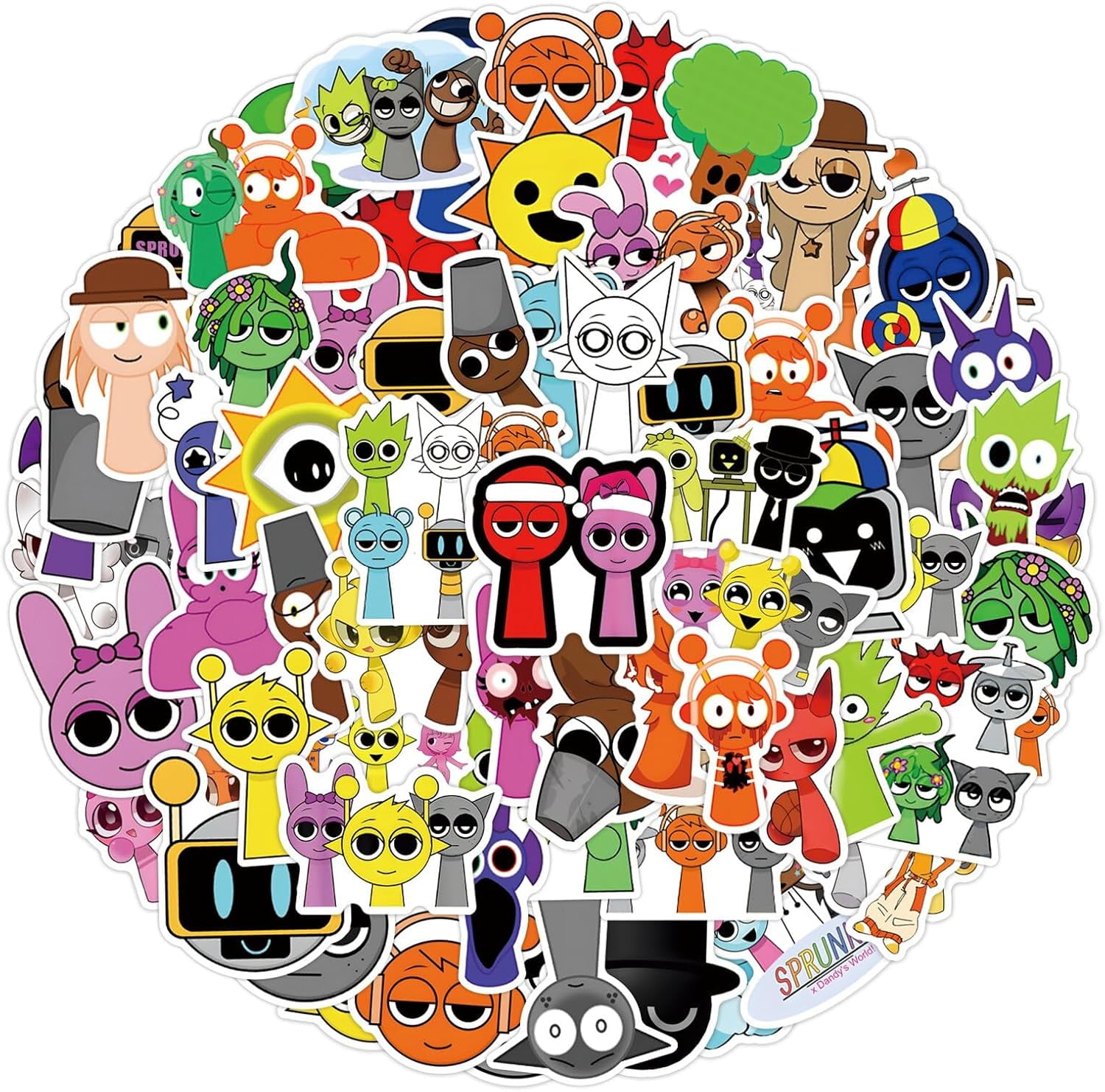 110Pcs Sprunki Cartoon Stickers, Anime Stickers Water Bottle Stickers ...