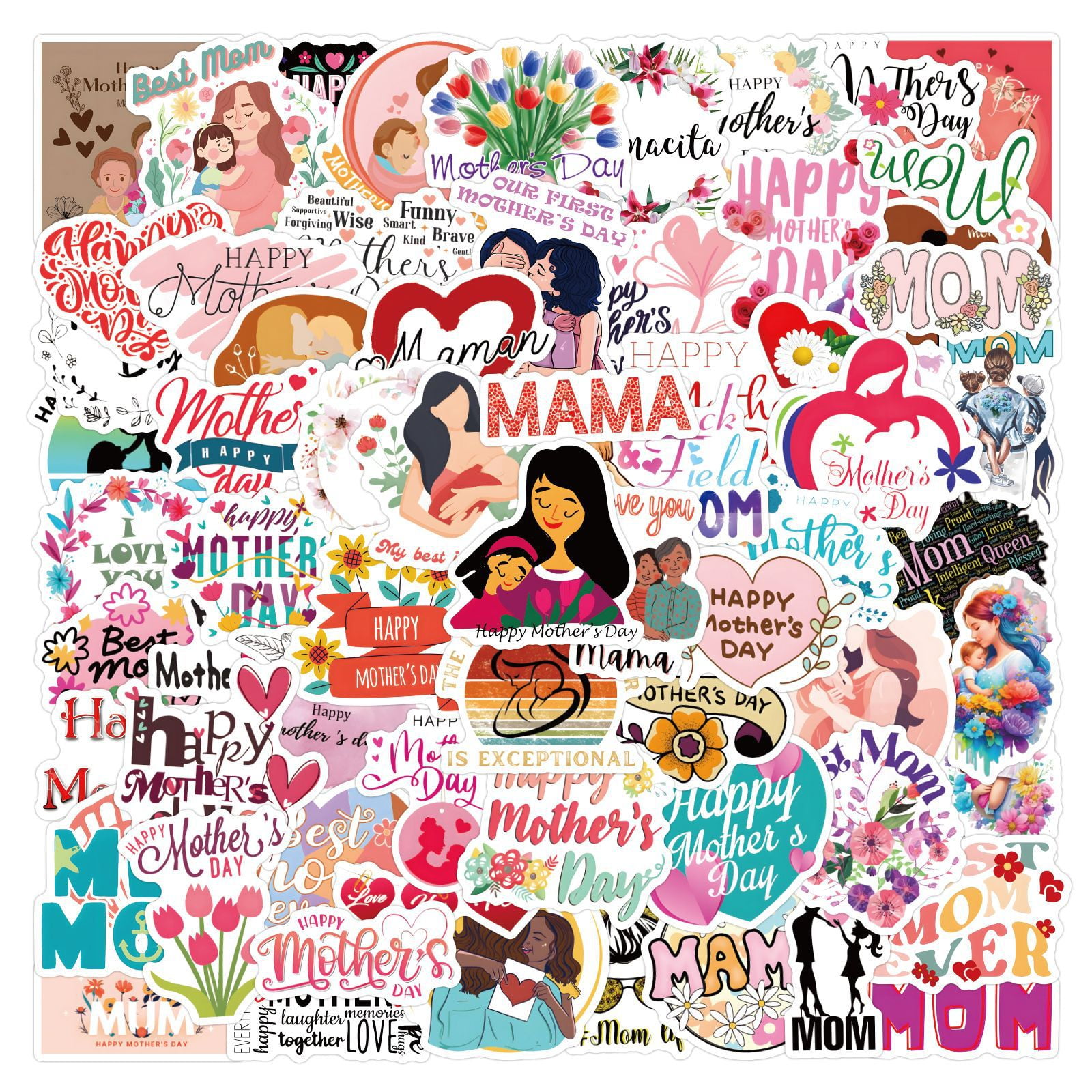 110Pcs Stickers for Mom, Cute Mother's Day Cartoon Stickers, Waterproof ...