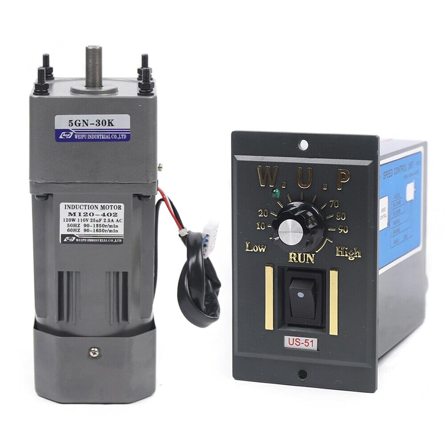 110V 120W AC Gear Motor, Electric Gear Reducer Motor with Speed ...