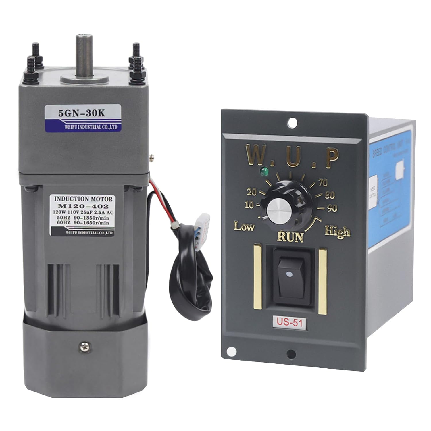 110V 120W Electric Gear Motor 1:30(30K) High Torque AC Gear Reducer ...