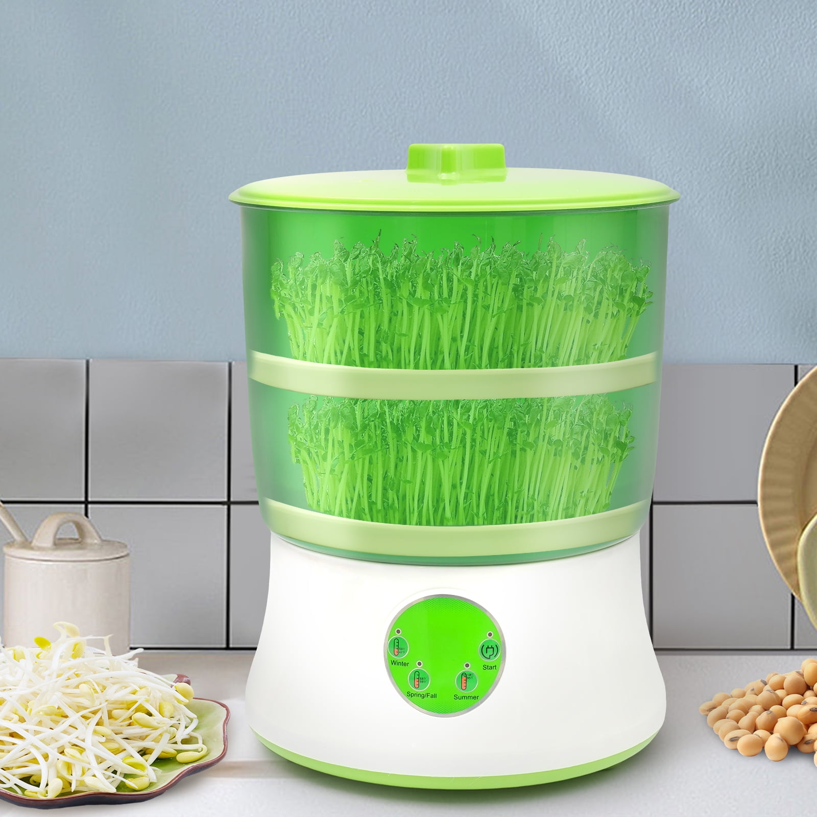 110V 2 Layers Intelligent Automatic Bean Sprouts Maker Growing kit with ...