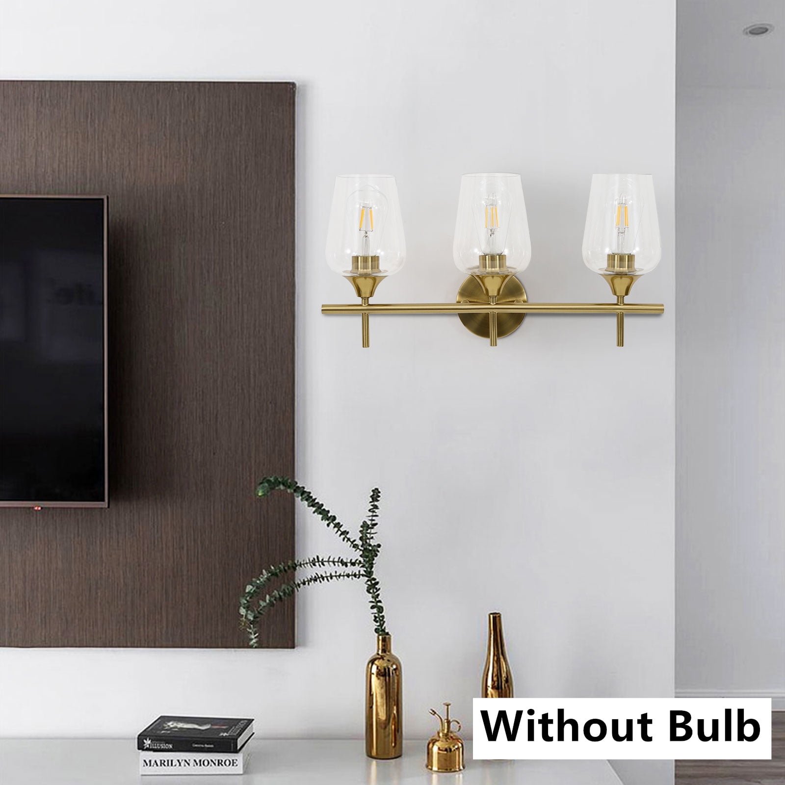 110V 3-Lights Gold Bathroom Light Vintage Gold Vanity Lights Wall Lighting Decor - Walmart.com