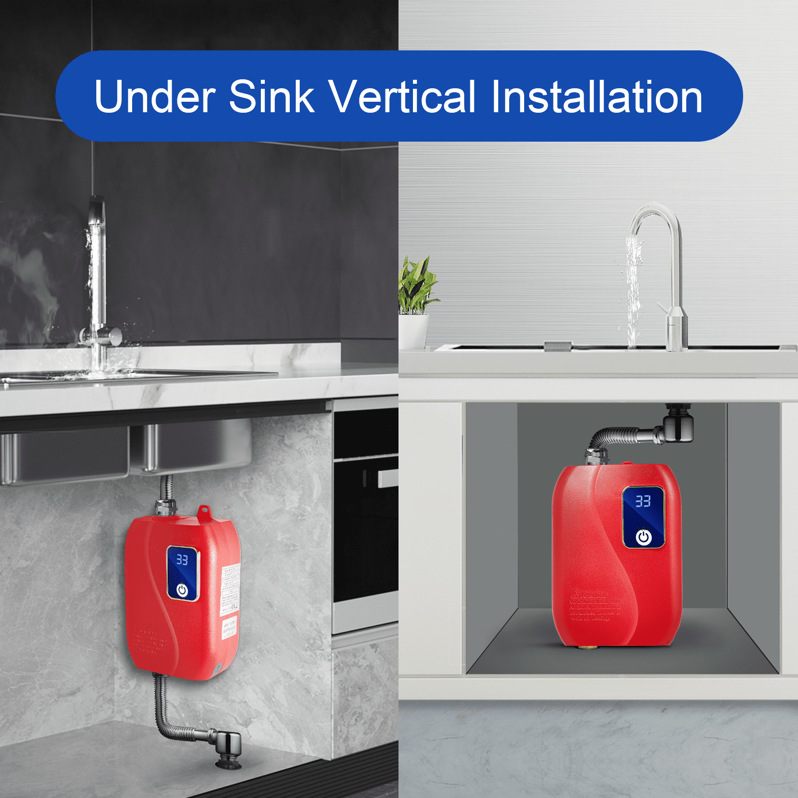 110V 3000W Under Sink On Demand Instant Hot Water Heater for Kitchen ...