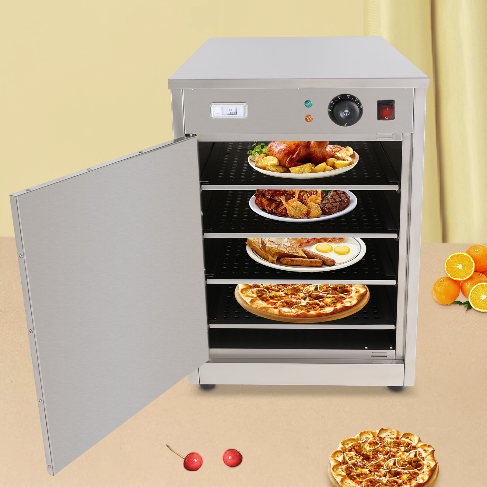 110V 500W Silver Freestanding Hot Box 4 Tiers Stainless Steel Food ...