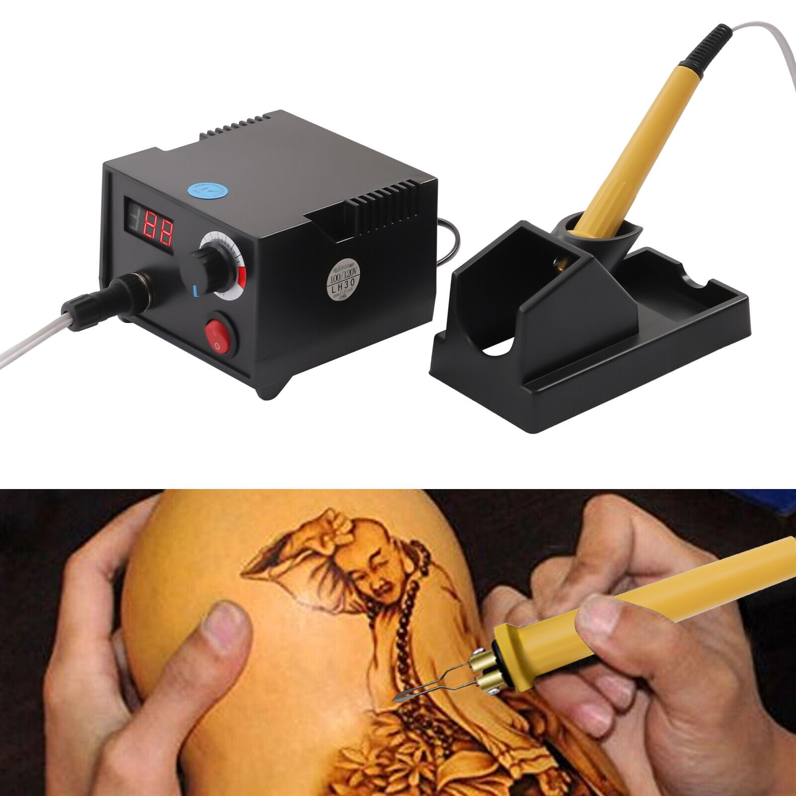 110V 60W Multifunction Pyrography Wood Burning Pen Tool Kit for Crafts ...