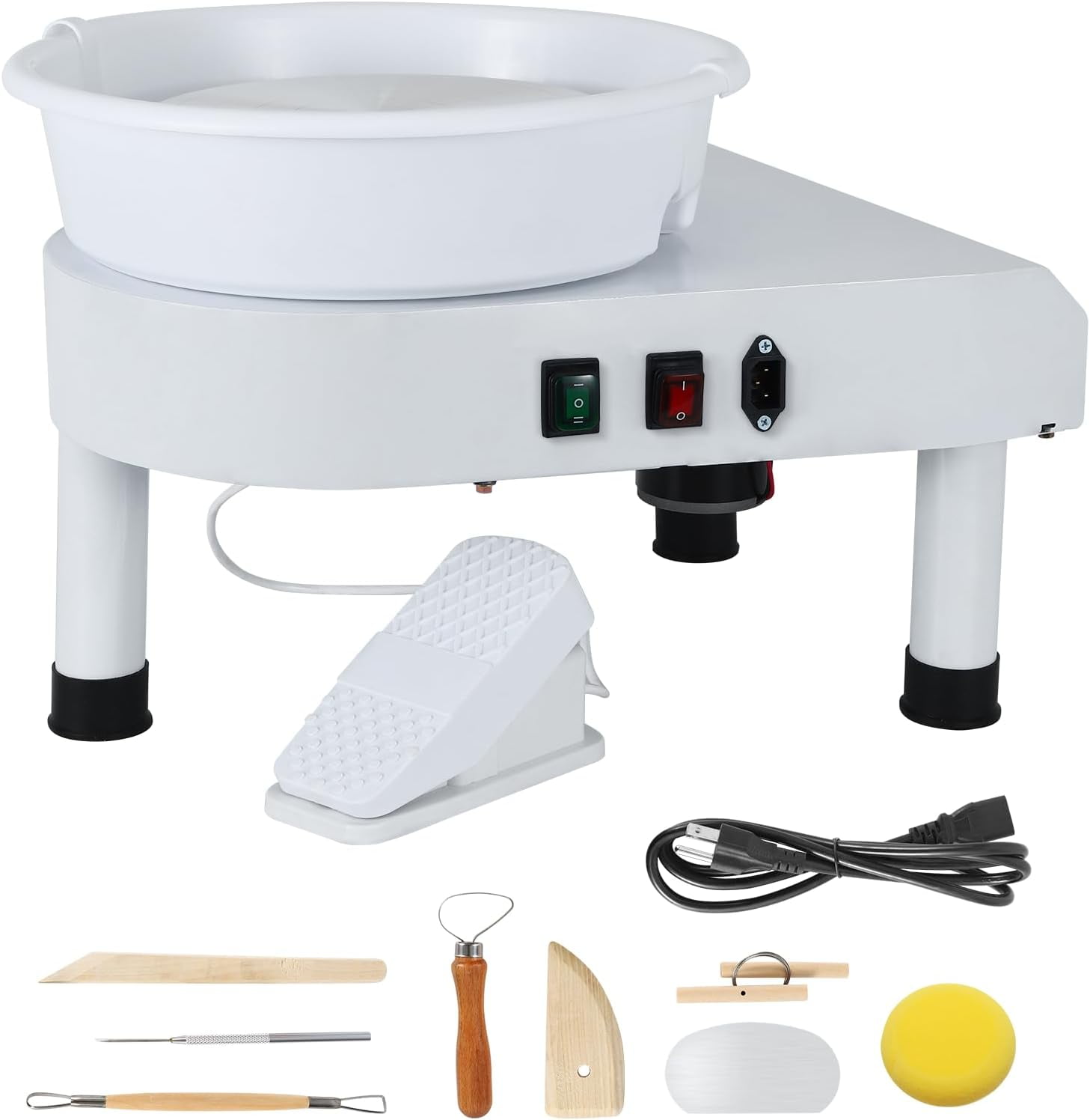 110V 9.8 inch Electric Pottery Wheel Machine with Foot Pedal, 350W ...