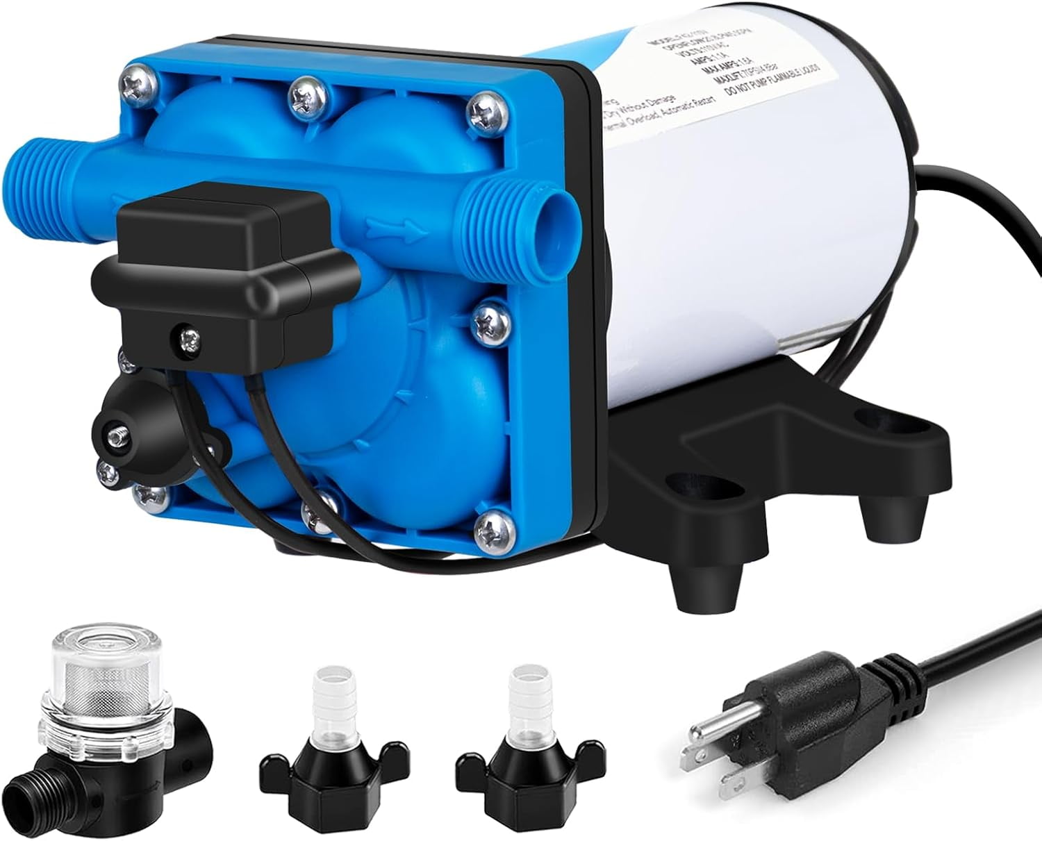 110V Camper Water Diaphragm Pump with Power Plug 42-Series 5.5GPM 70PSI ...