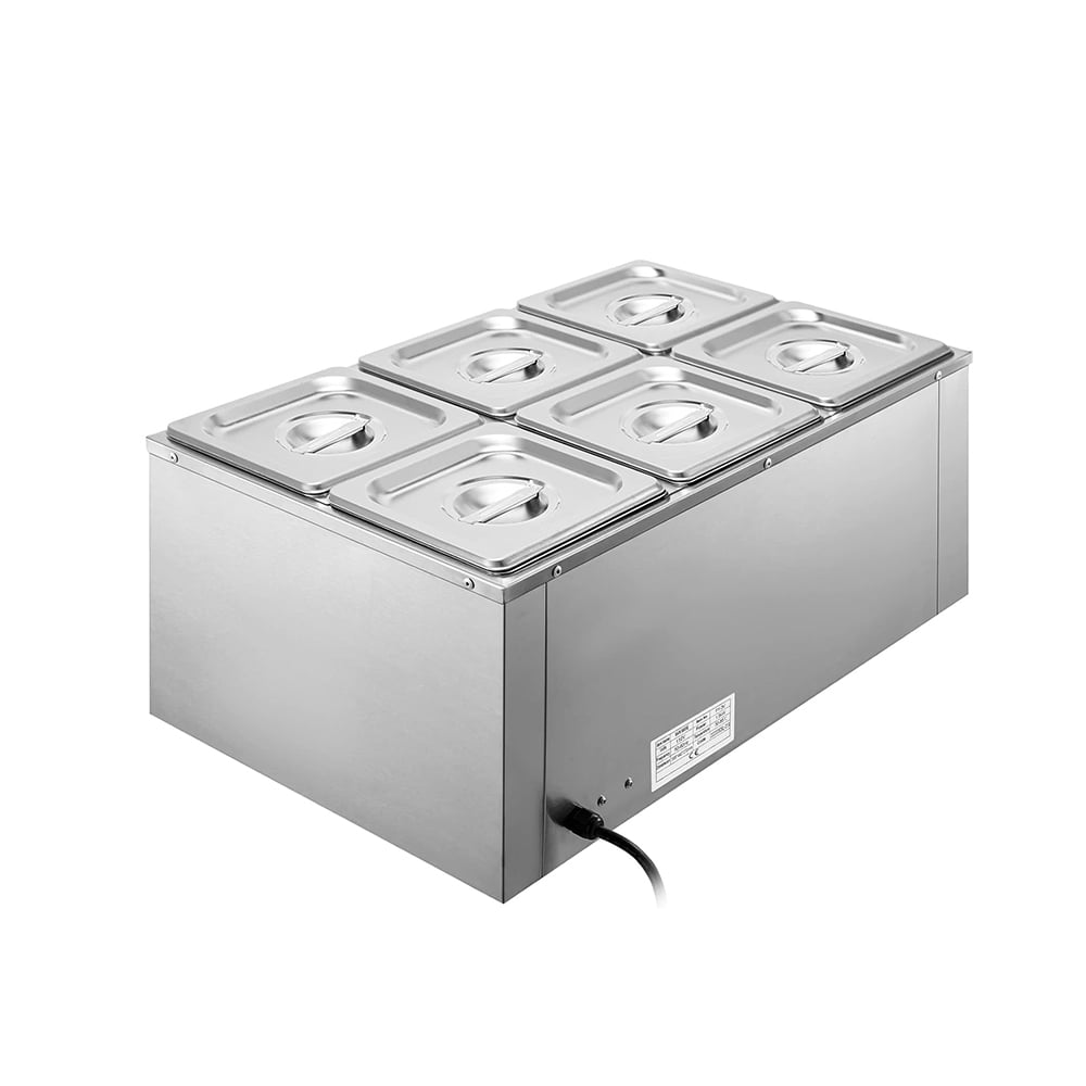 110V Commercial Food Warmer, 1500W Steam Table 15cm/6inch Deep ...