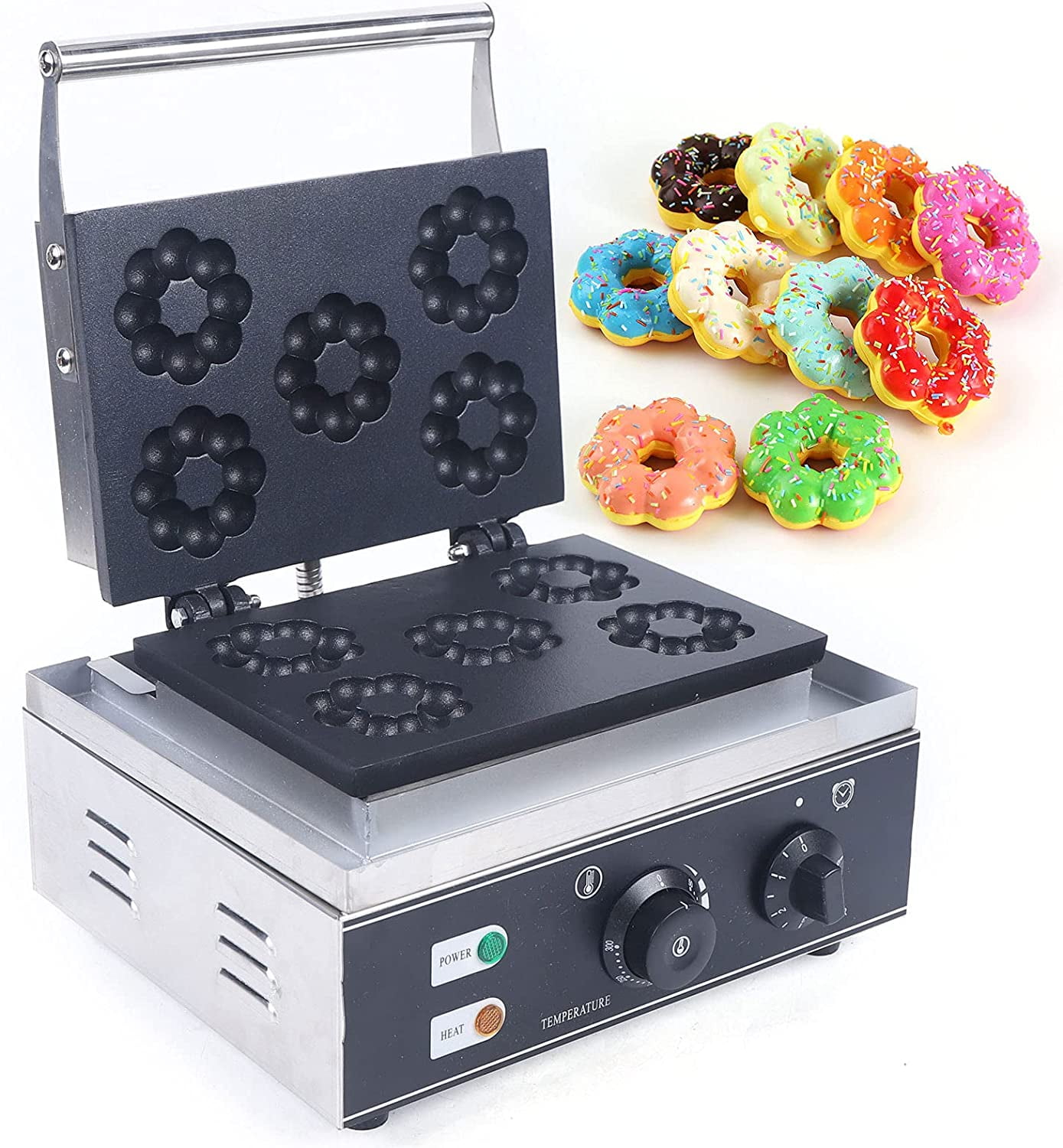 110V Commercial Waffle Donut Machine,5 Holes Electric Doughnut Machine ...