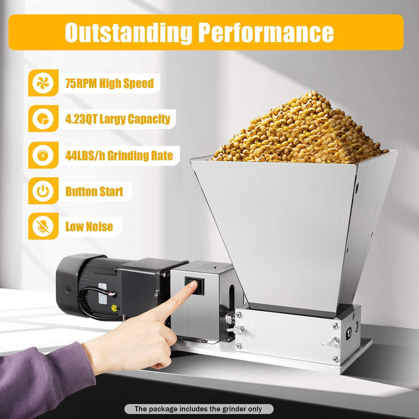 110V Electric Grain Mill Barley Grinder Malt Crusher Grain Mill Home ...