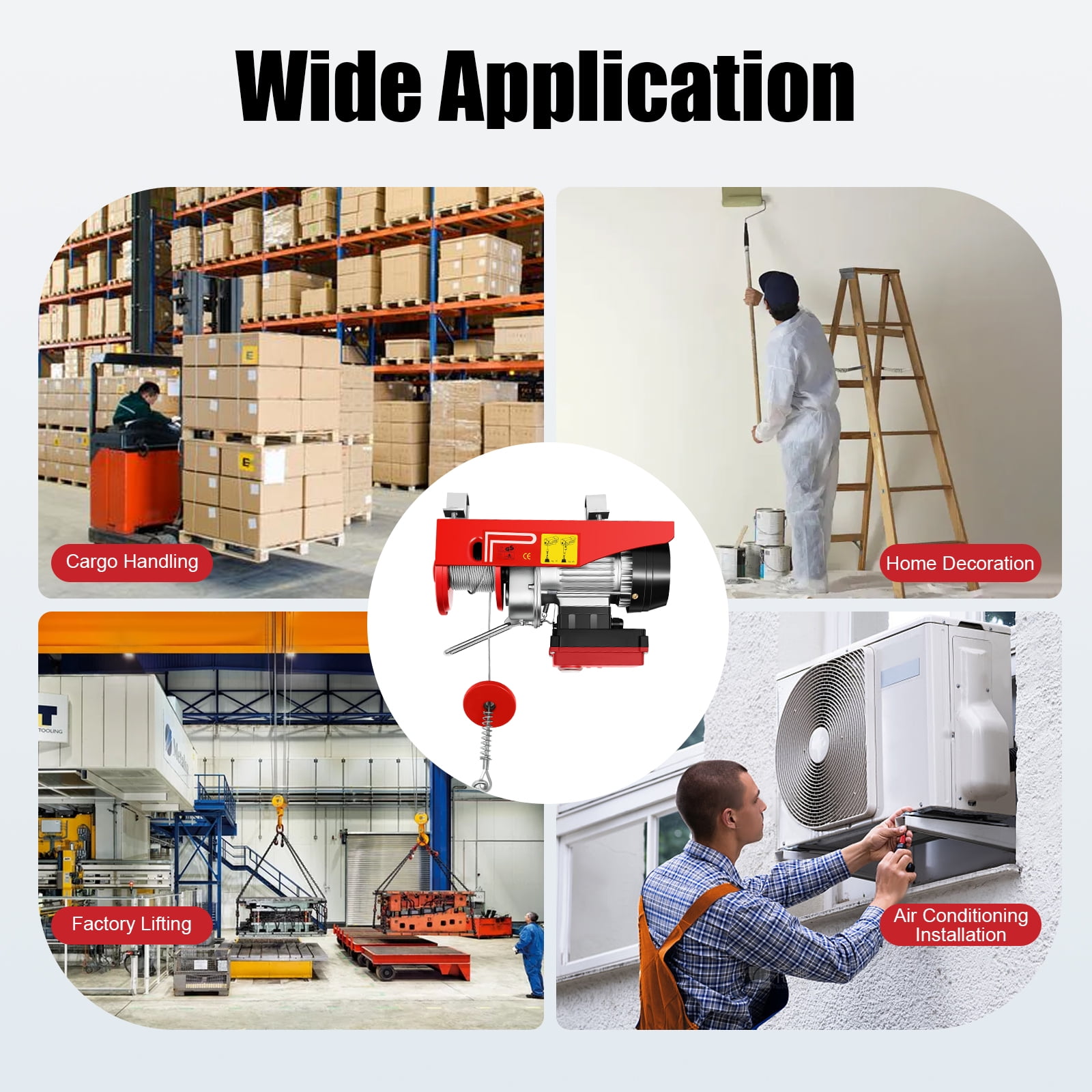110V Electric Hoist with Wired/Wireless Control, 20% Work Rate & Heat ...