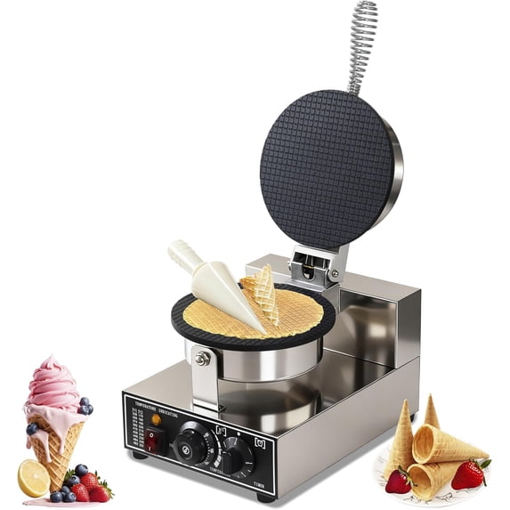 110V Electric Ice Cream Cone Maker 1300W Commercial Waffle Cone Machine ...