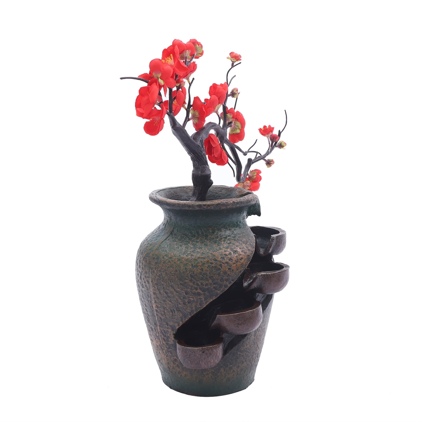 110V Flower Vase Waterfall Fountain Tabletop Indoor FengShui Water ...